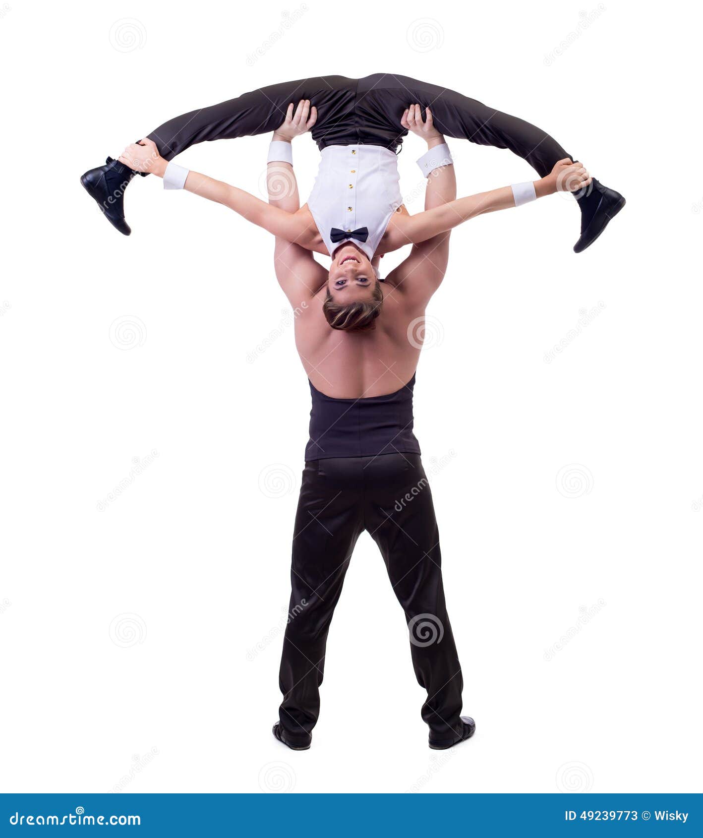 Happy Female Acrobat Posing with Her Partner Stock Image - Image of ...