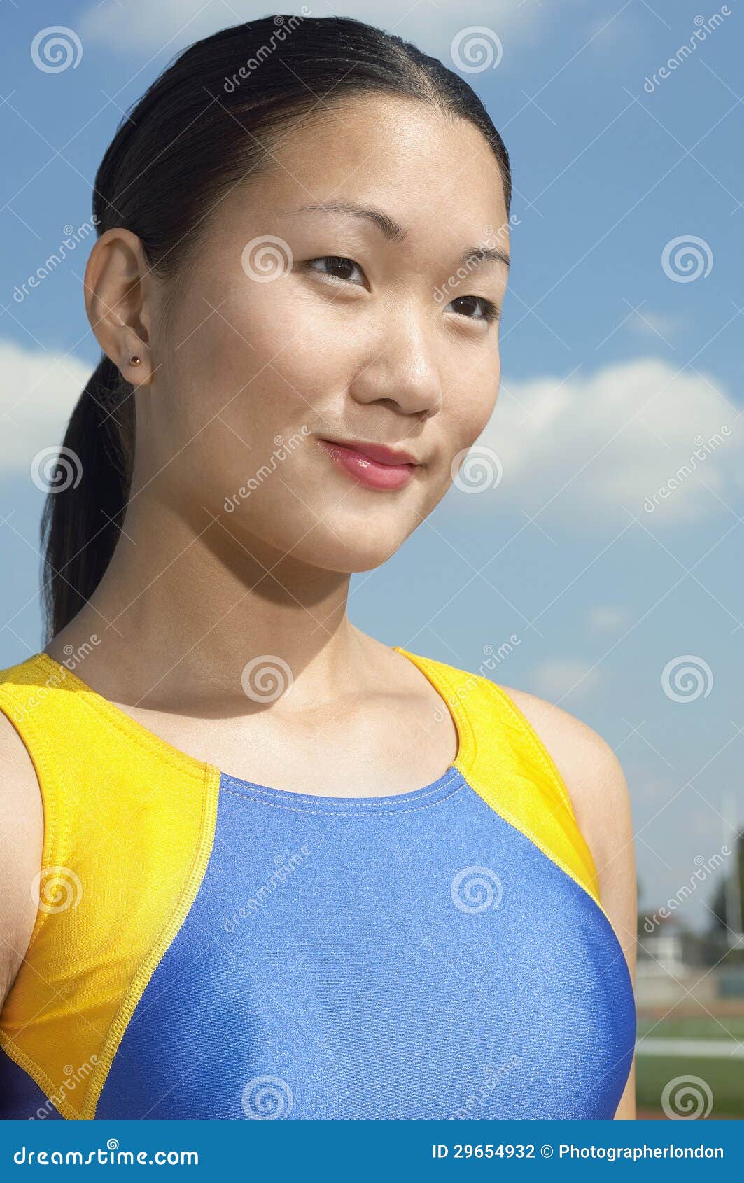 Happy Female Athlete in Sportswear Stock Photo - Image of event ...
