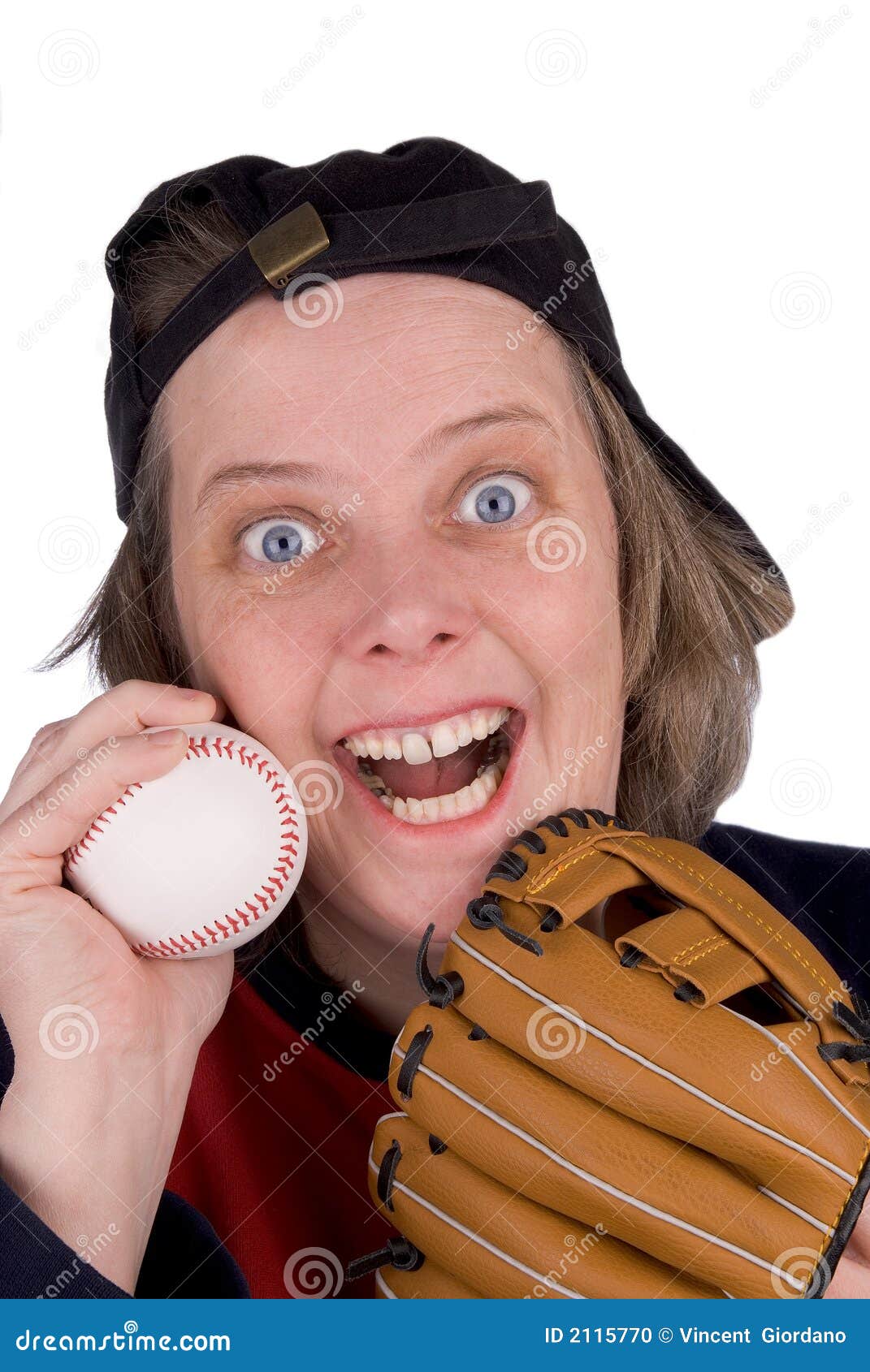 Happy female baseball fan stock photo. Image of figure - 2115770