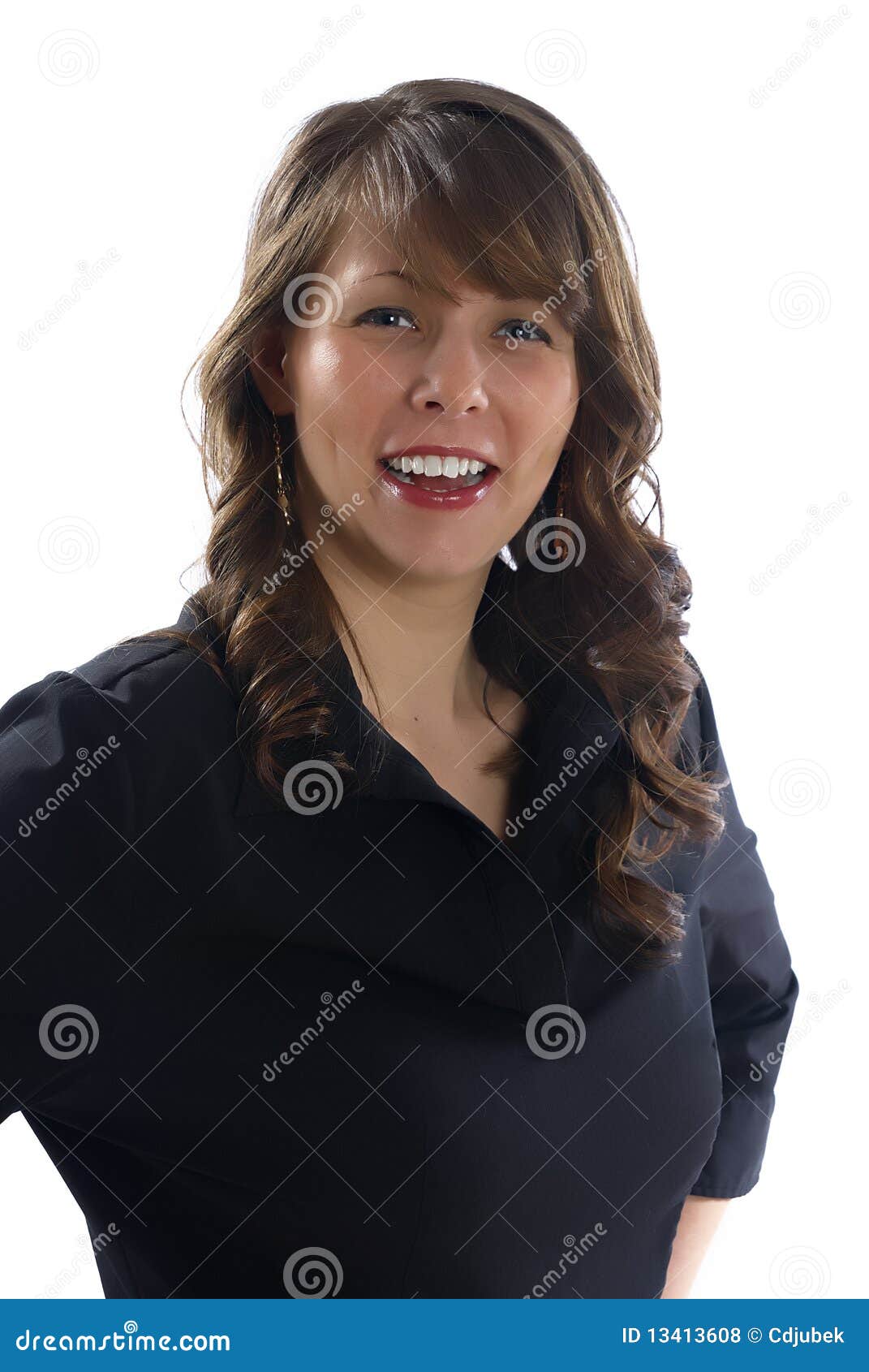 Happy Female Big Smile stock photo. Image of brunette - 13413608
