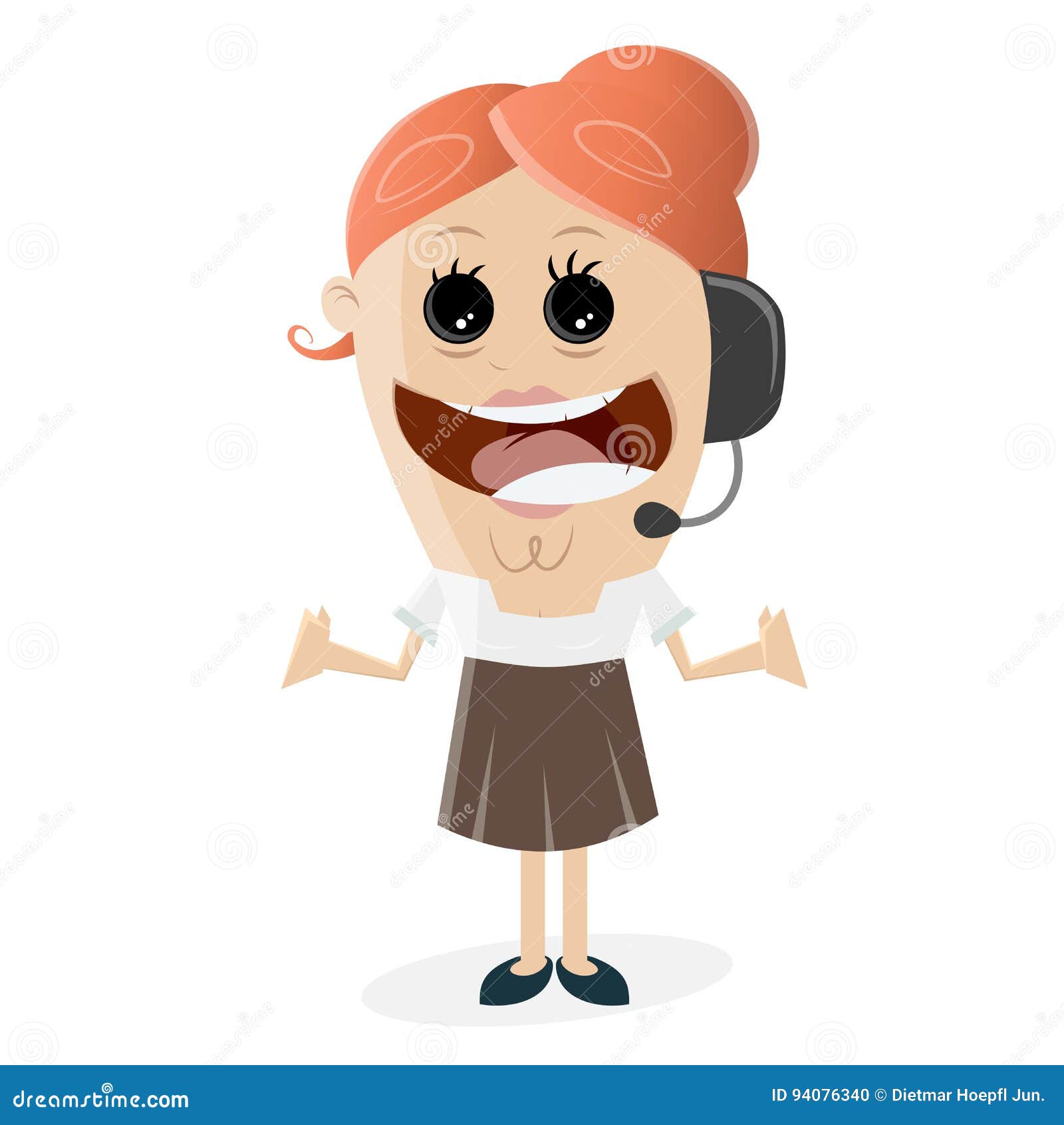 Happy Female Callcenter Agent Stock Vector - Illustration of graphic ...