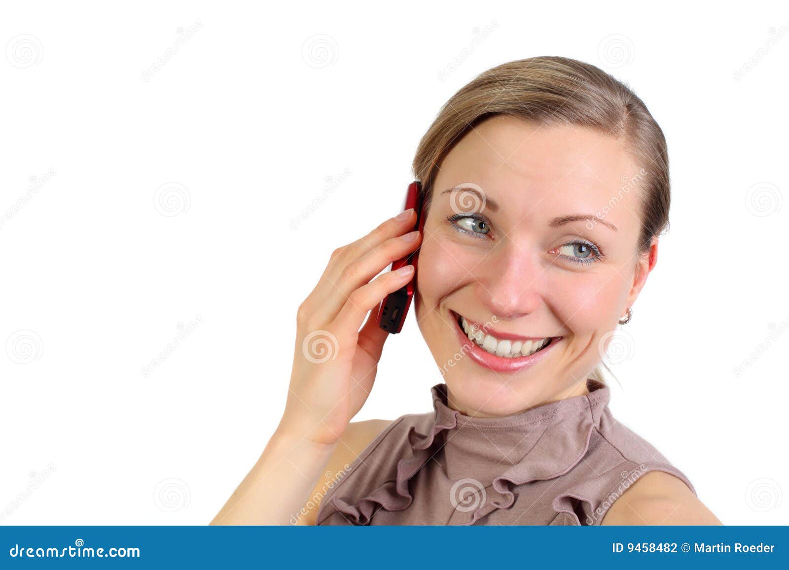 Happy female calling stock photo. Image of handphone, portrait - 9458482
