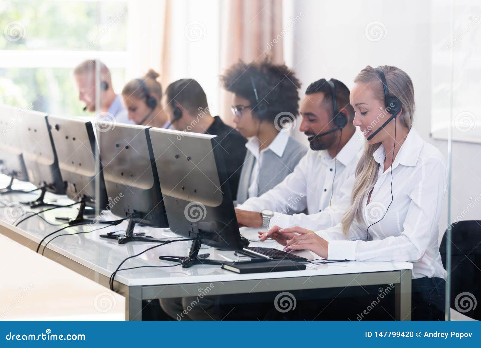 Happy Female Customer Service Executive Stock Photo - Image of beauty ...