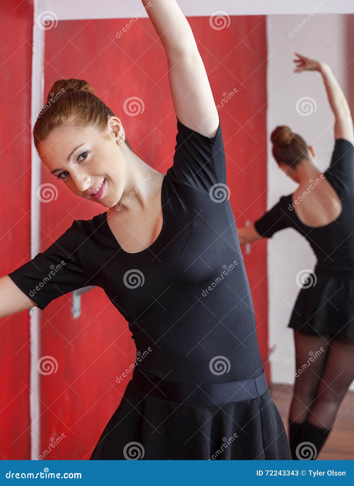 Happy Female Dancer Practicing in Ballet Studio Stock Image - Image of ...