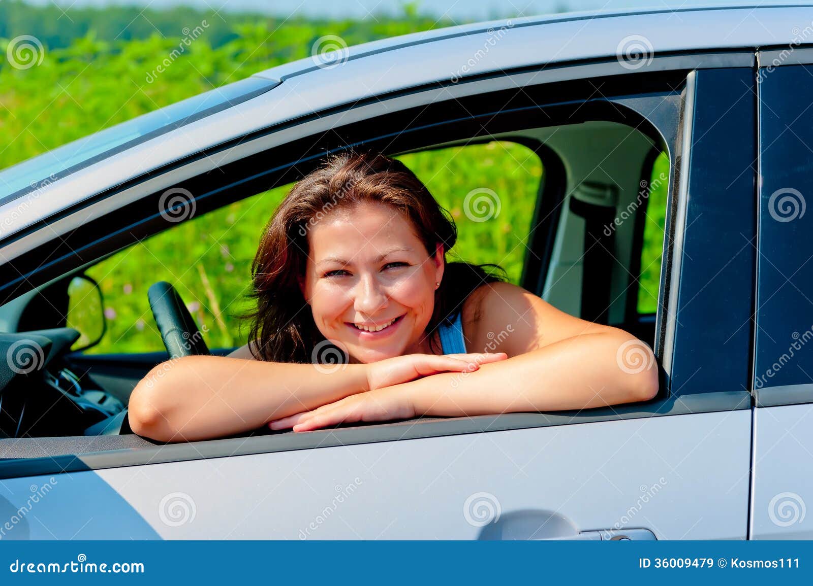 Happy Female Driver in Her New Car Stock Image - Image of contemporary ...