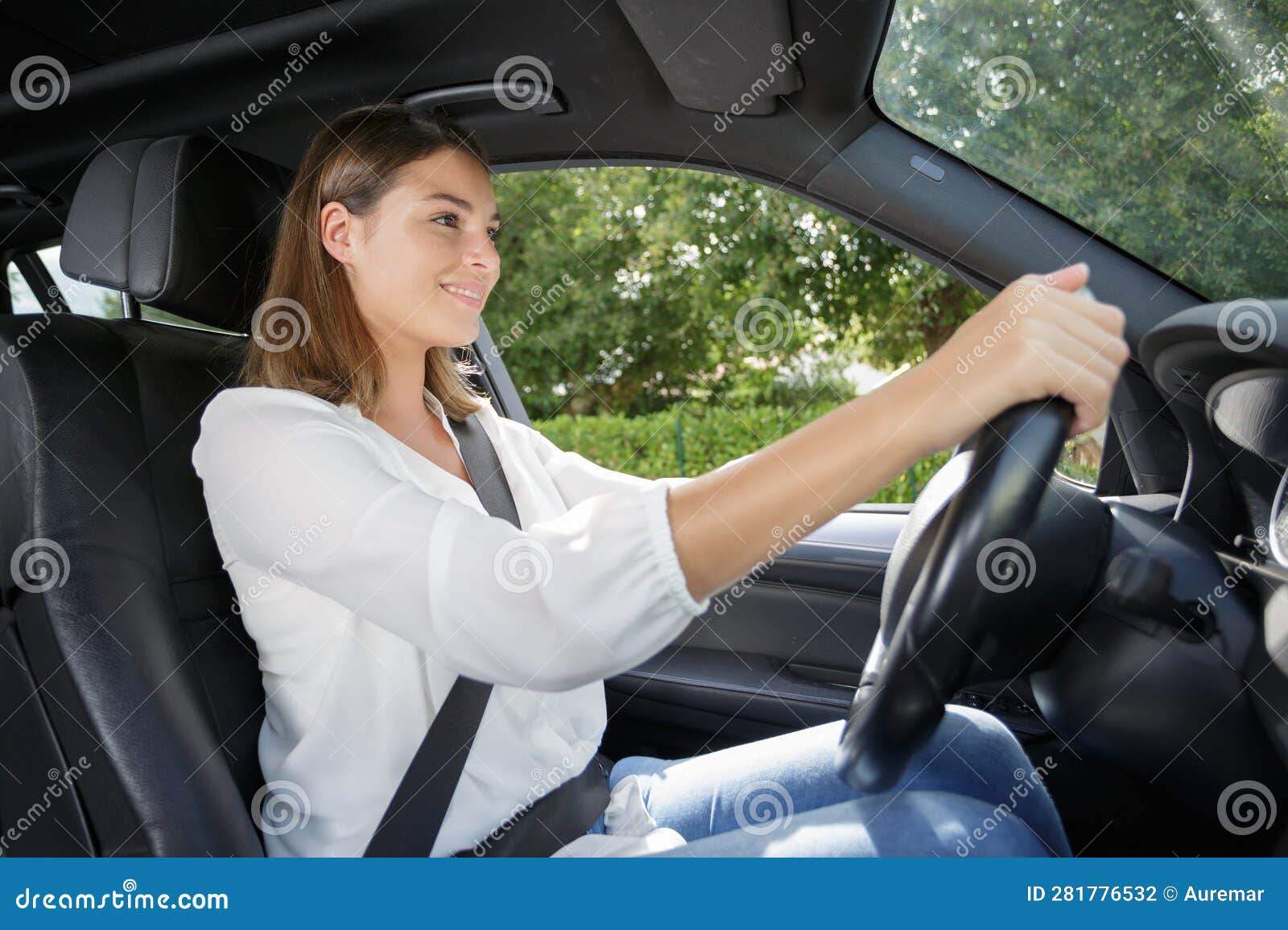 Happy Female Driver Smiling Stock Photo - Image of insuranceagent ...