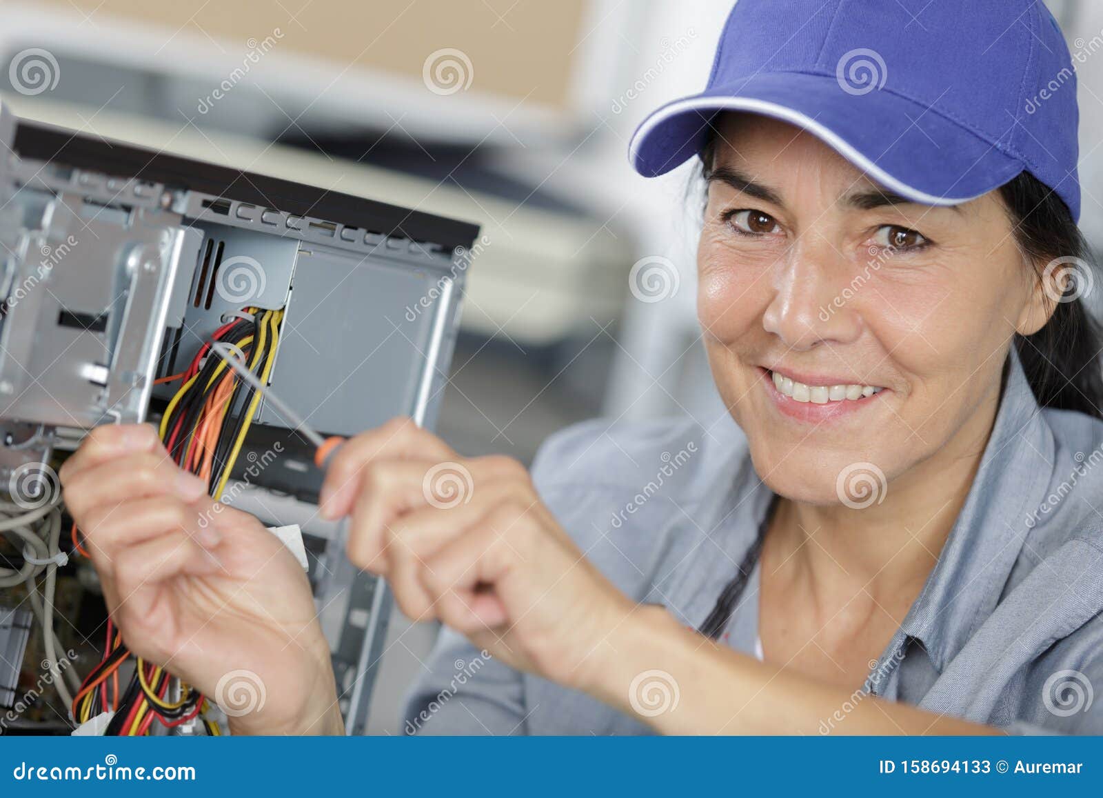 Happy Female Electronic Engineer Stock Image - Image of development ...