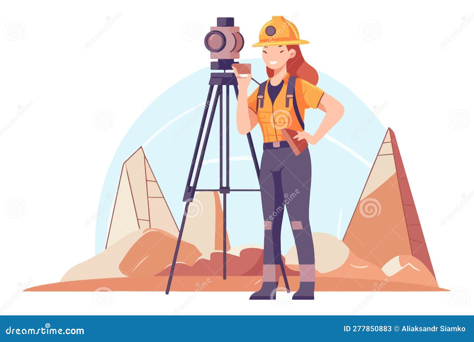 Geodesist Engineer Working With Tachymeter On Construction. Builder In ...