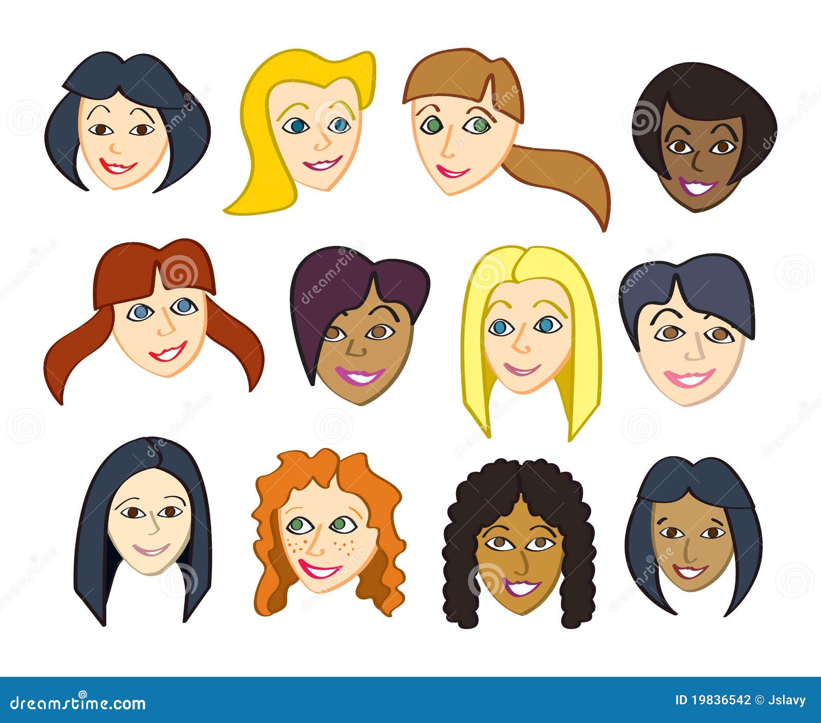 Set Of Female Faces From Regions Of Asia With Different Ethnics, Skin ...