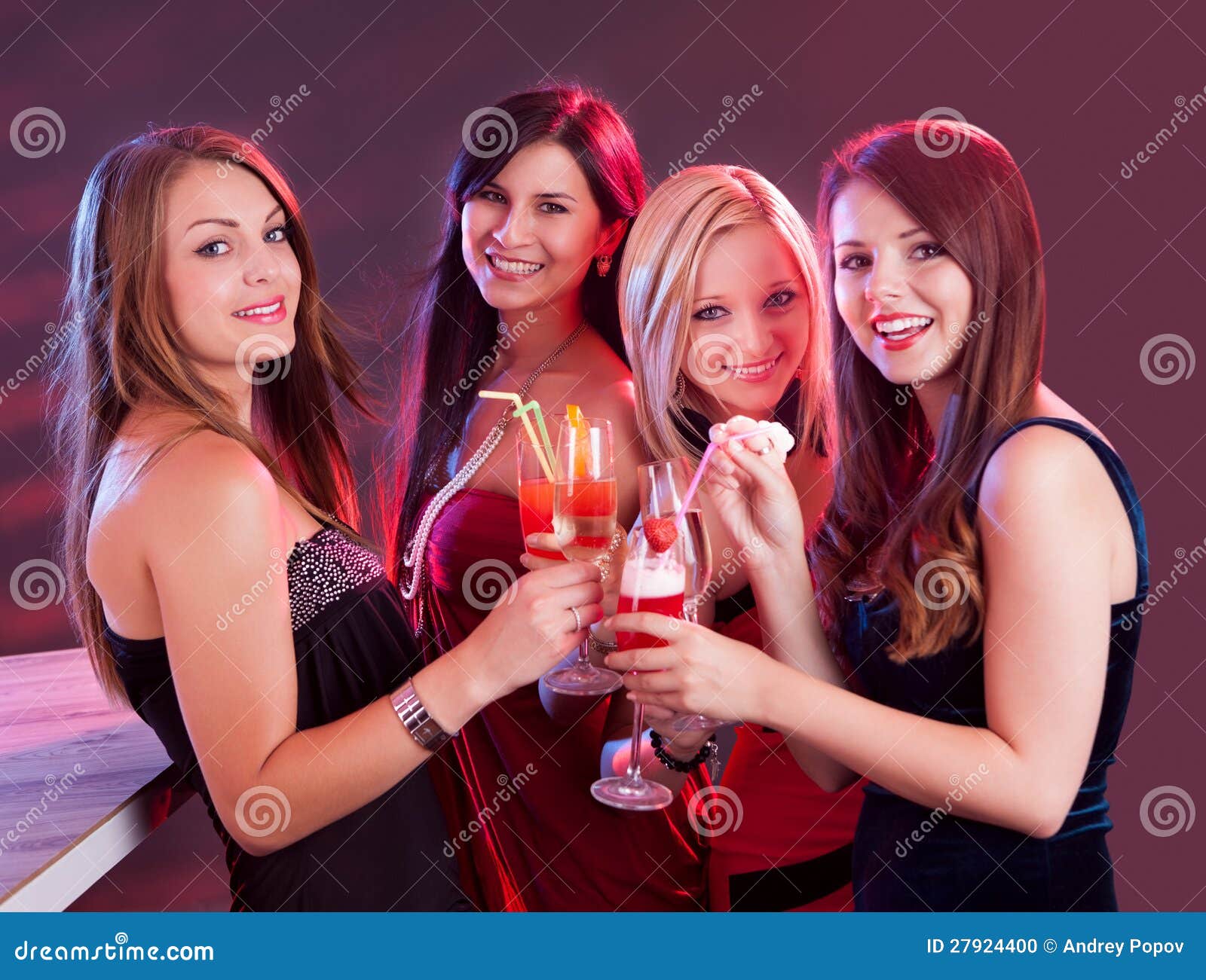 Happy Female Friends Celebrating Stock Photo - Image of night, clinking ...