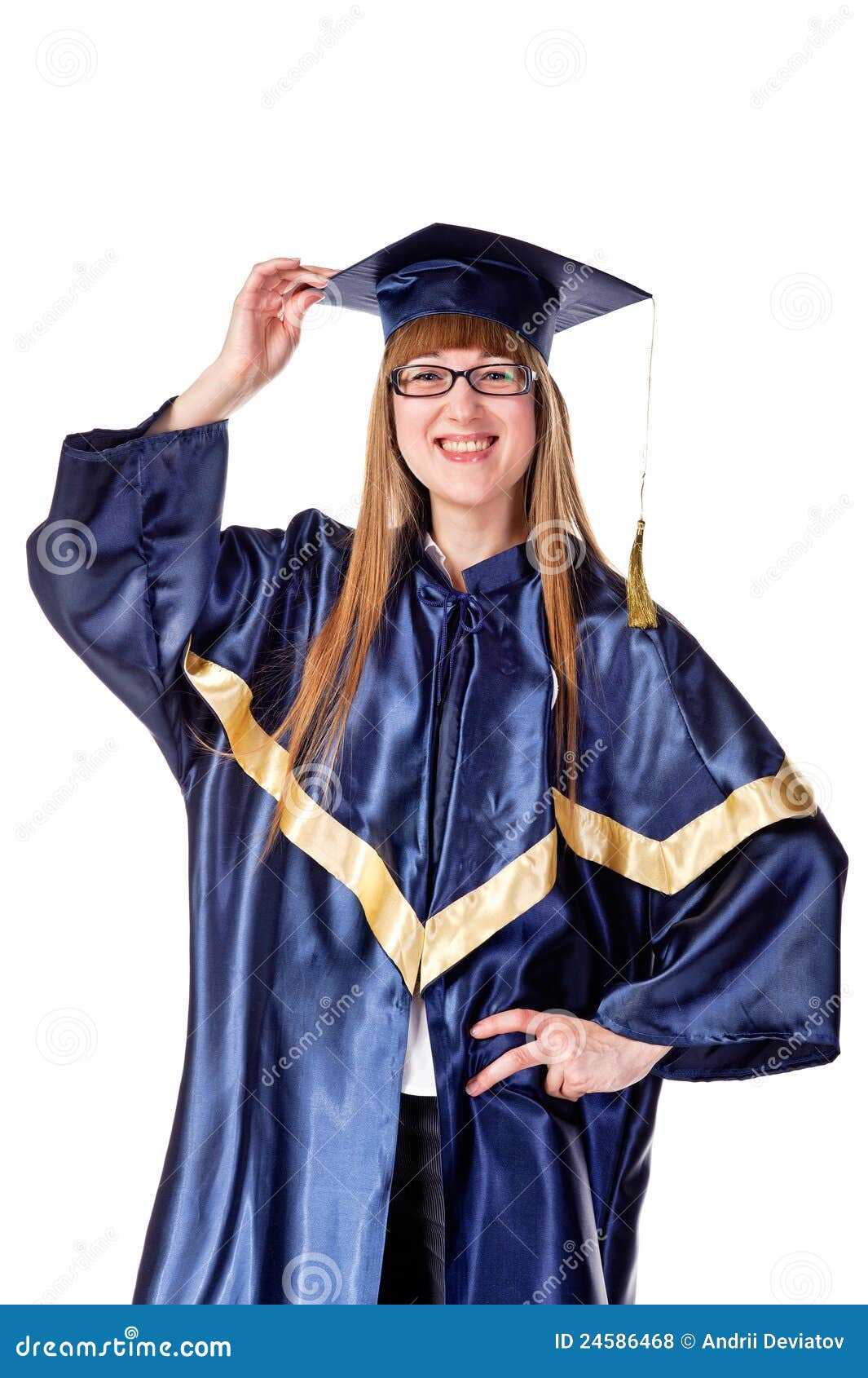Happy female grad student stock photo. Image of expression - 24586468
