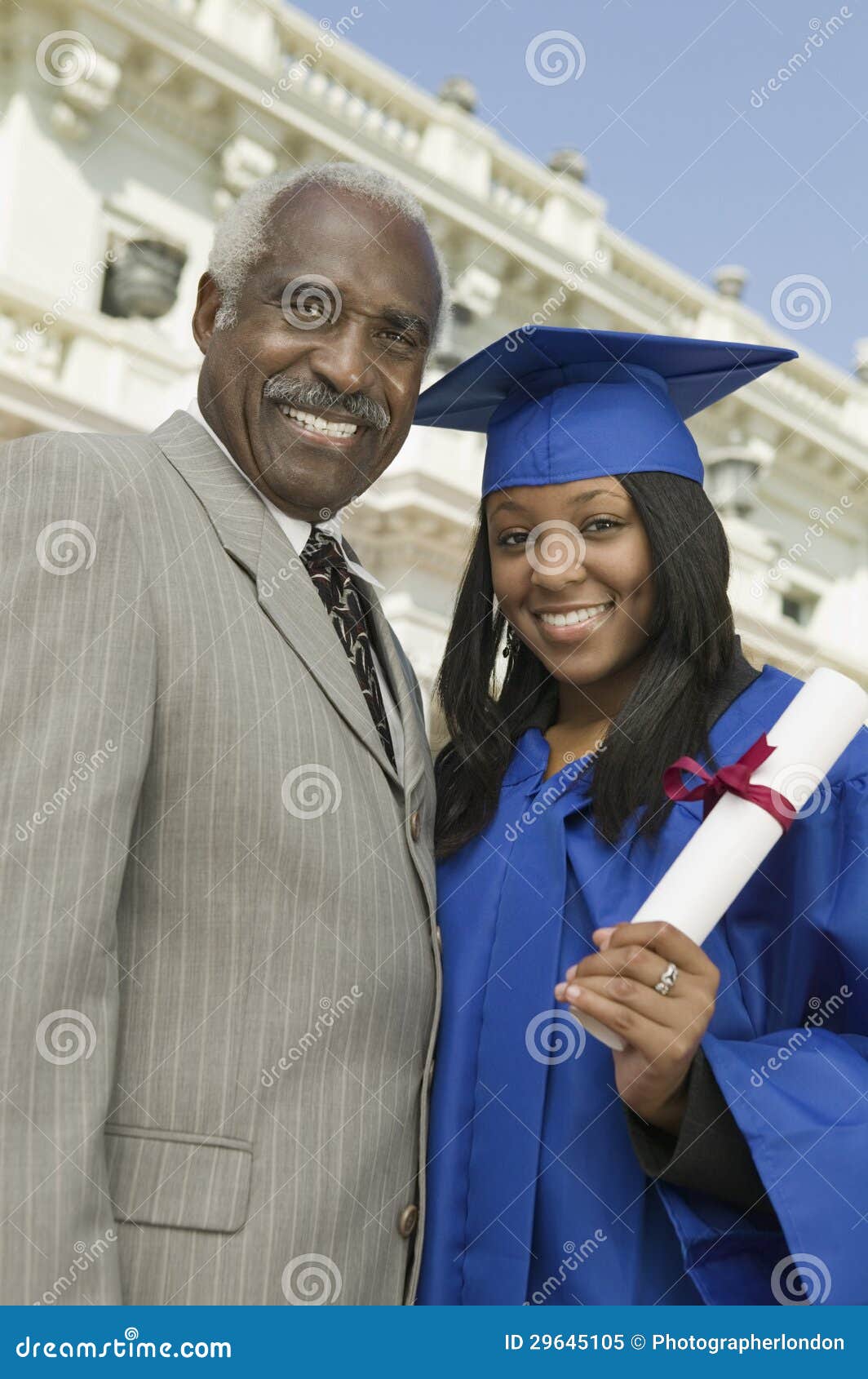 Happy Female Graduate with Father Stock Image - Image of portrait ...
