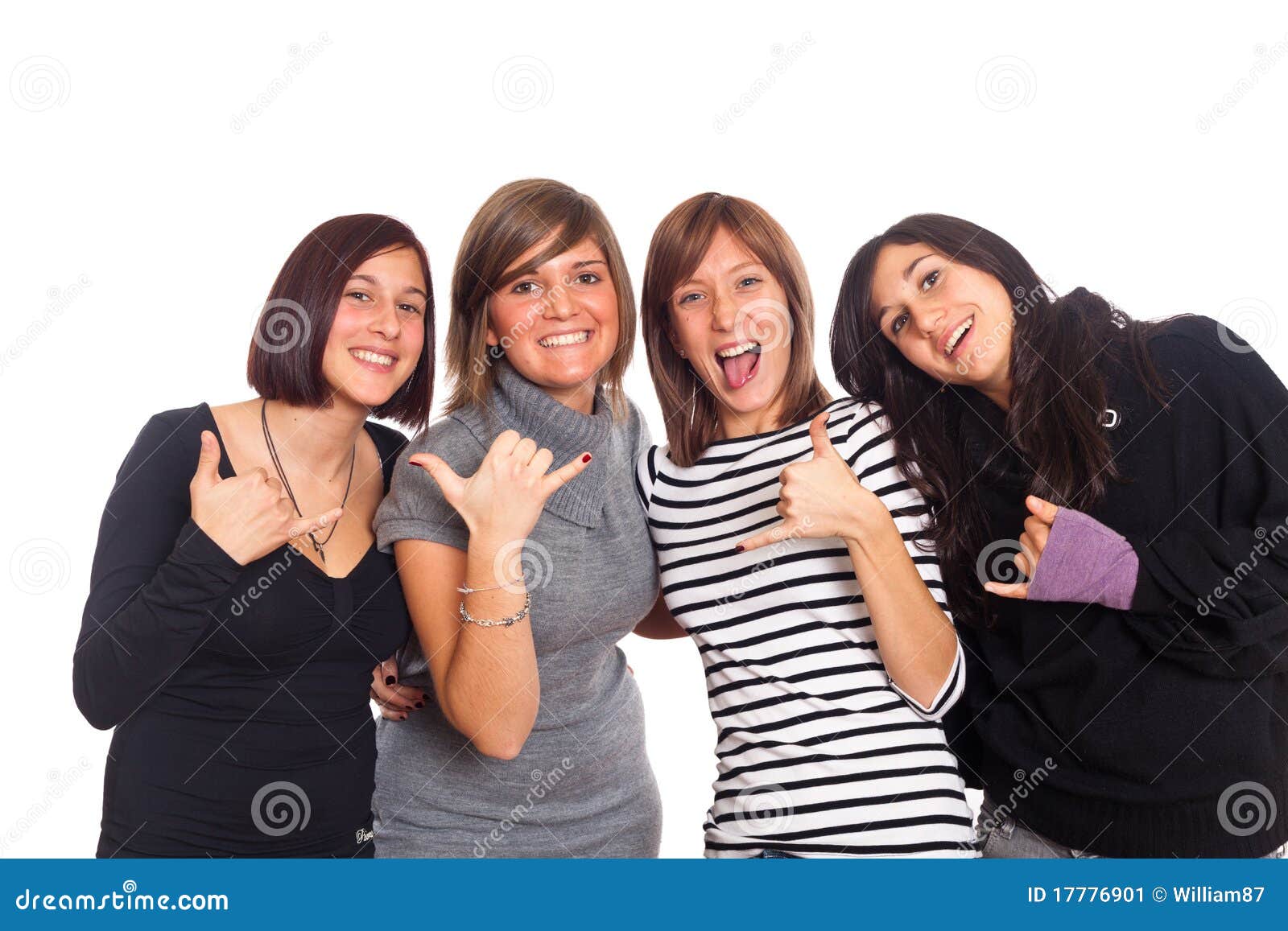 Happy Female Group stock image. Image of grimacing, sign - 17776901