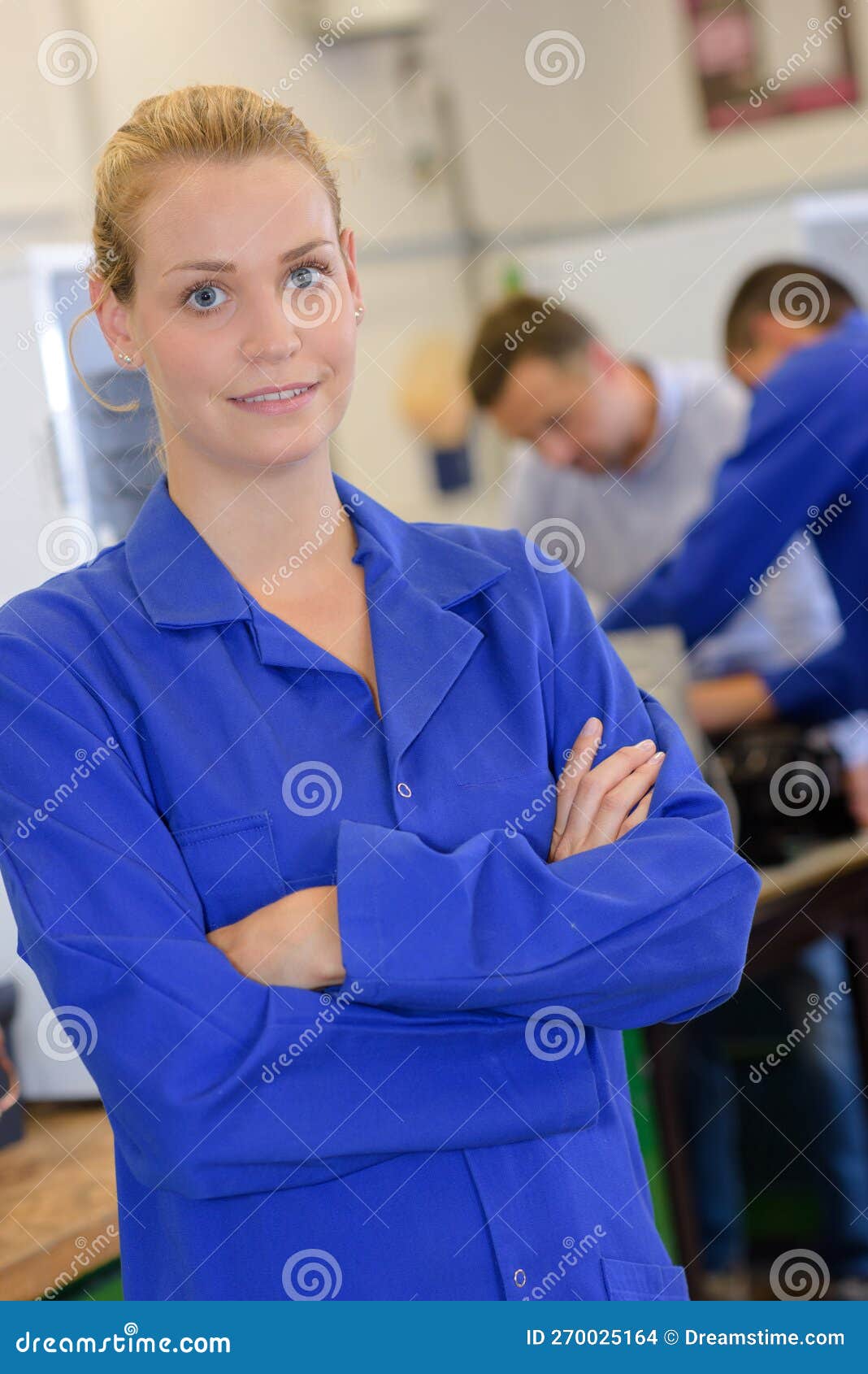 Happy Female Mechanic Smiles Stock Photo - Image of friendly, garage ...