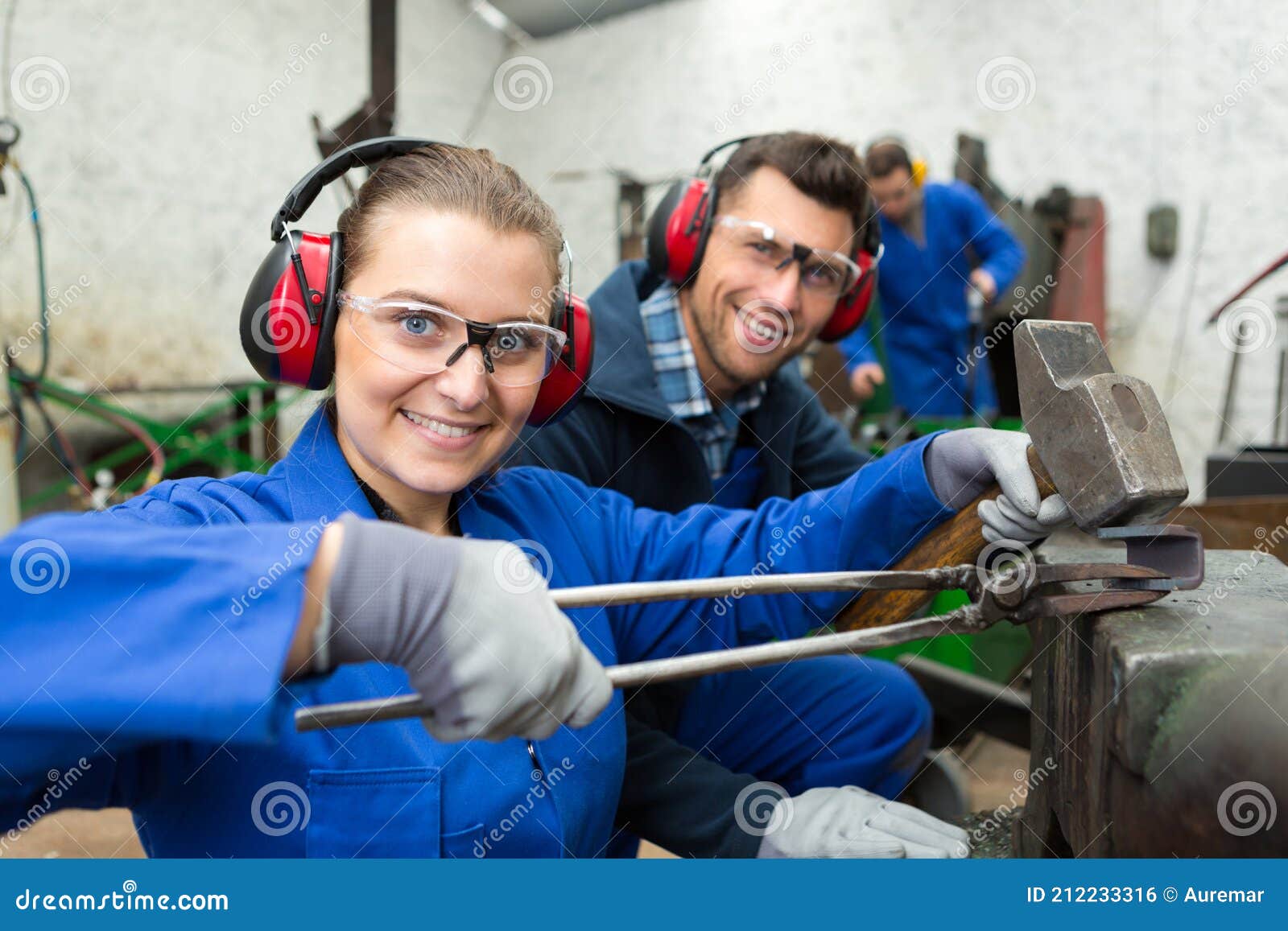 Happy Female Metal Worker during Training Stock Photo - Image of ...