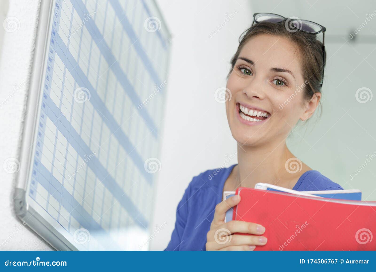 Happy Female Office Worker Looking at Camera Stock Image - Image of ...