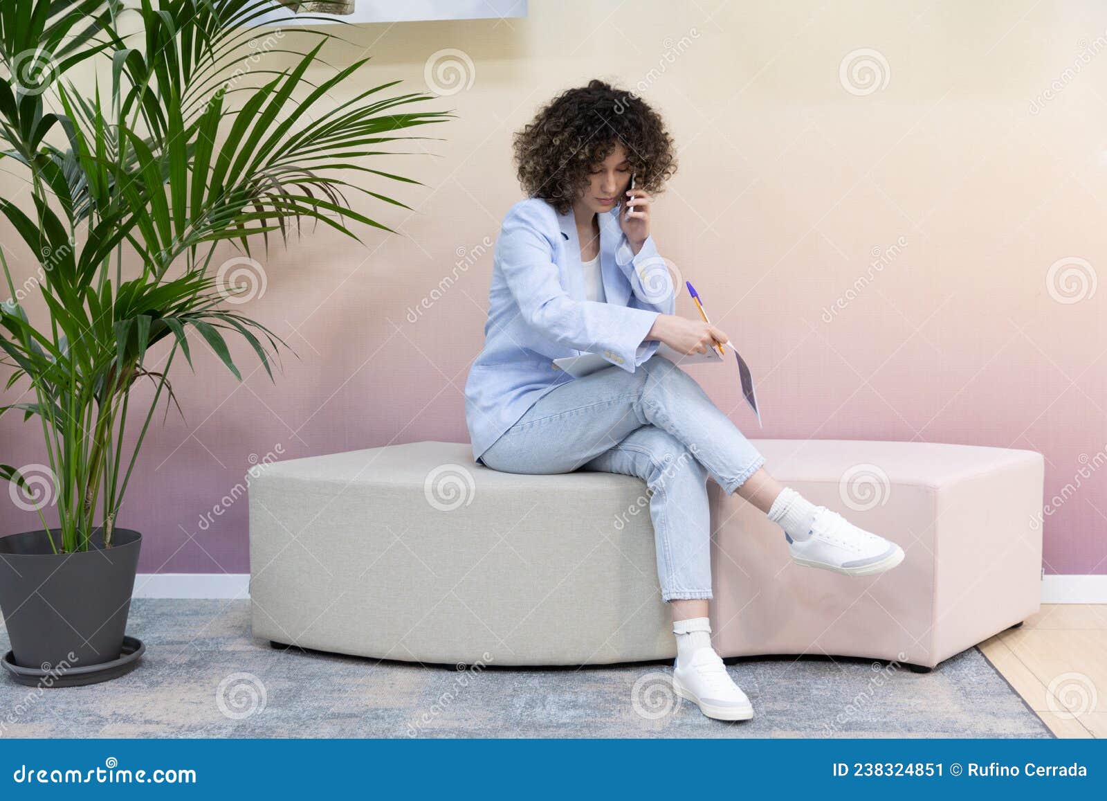 Office Worker Using Phone stock image. Image of business - 238324851