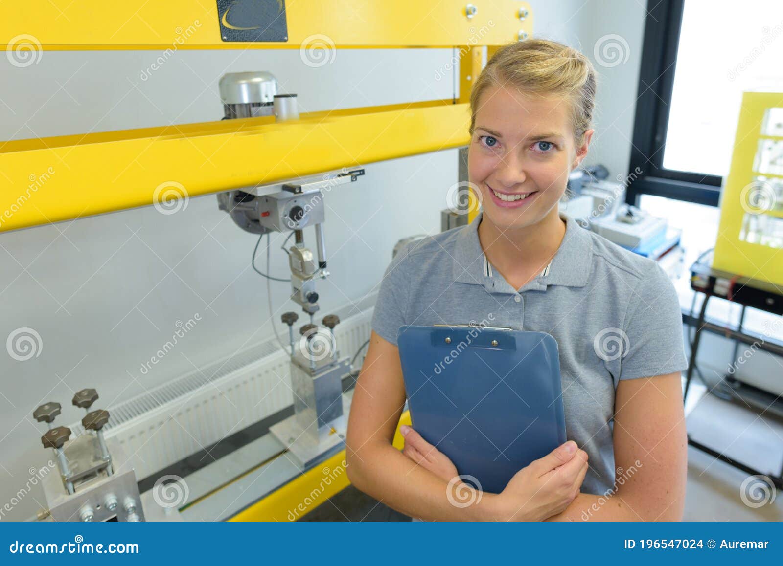 Happy Female Operator during Production Stock Photo - Image of happy ...