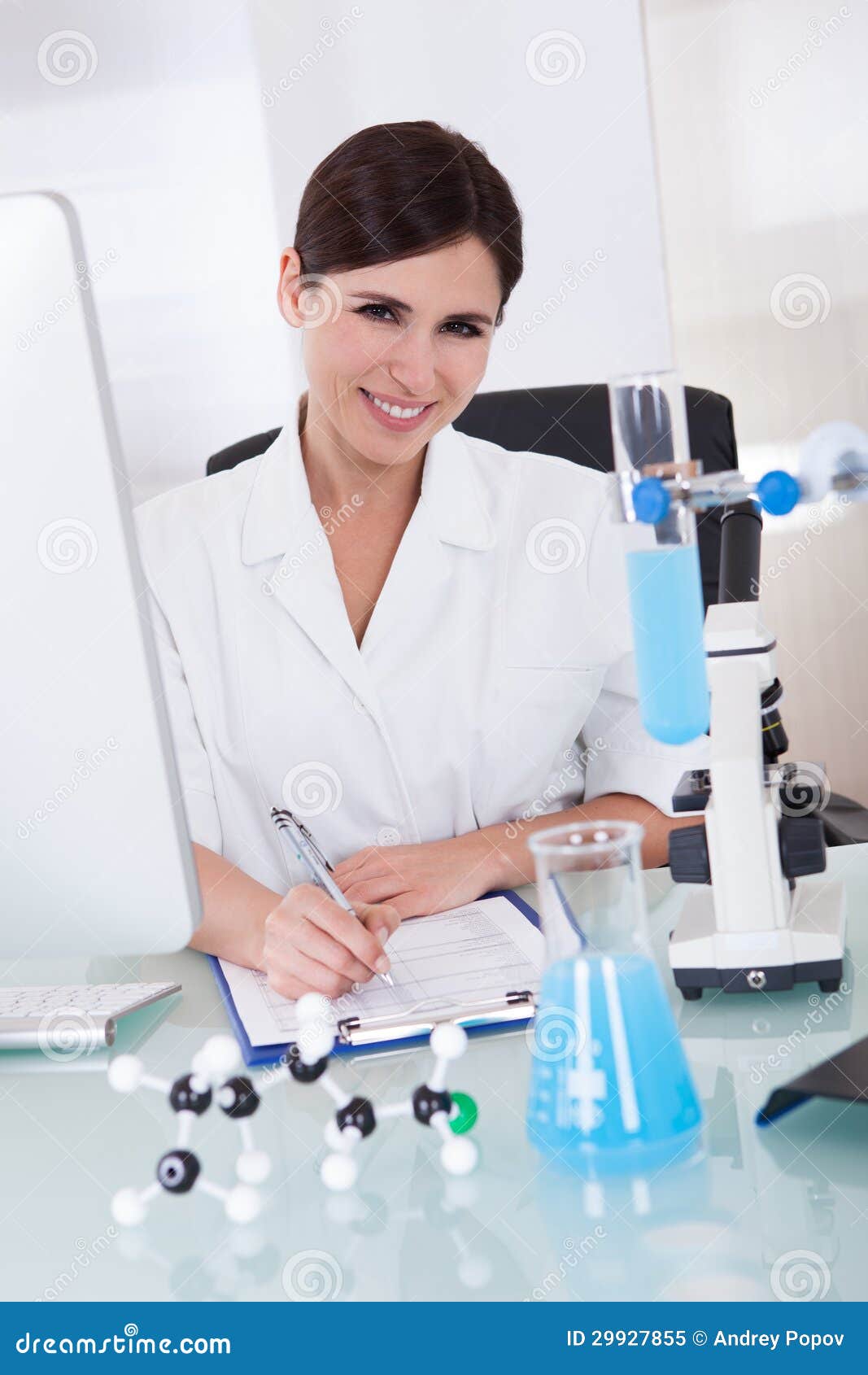 Female Scientist Writing on Paper Stock Image - Image of medical ...