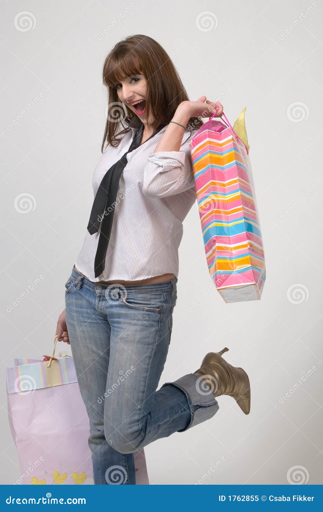 Happy female shopper stock image. Image of shopaholic - 1762855