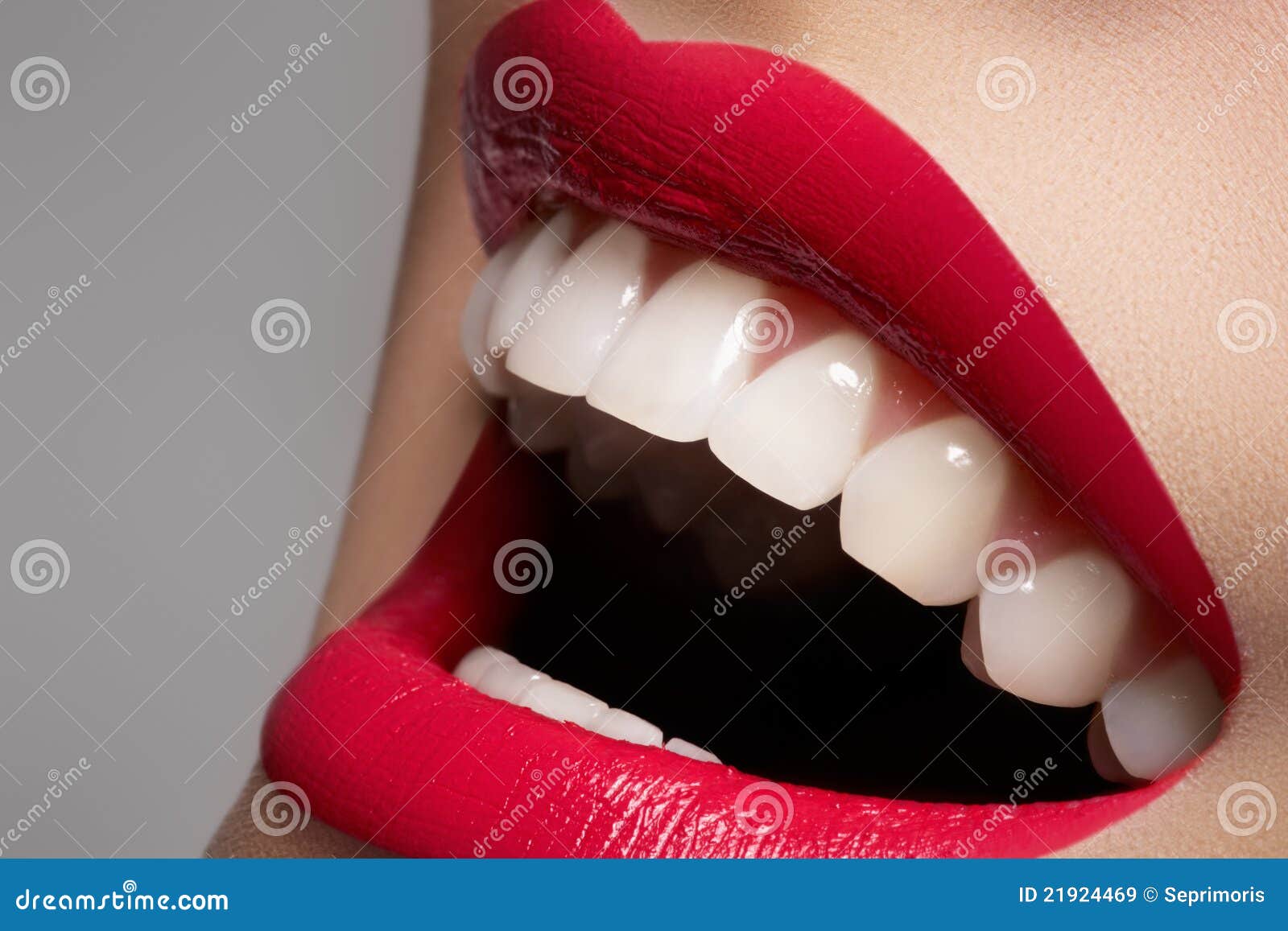 Happy Female Smile with White Teeth & Lips Make-up Stock Image - Image ...