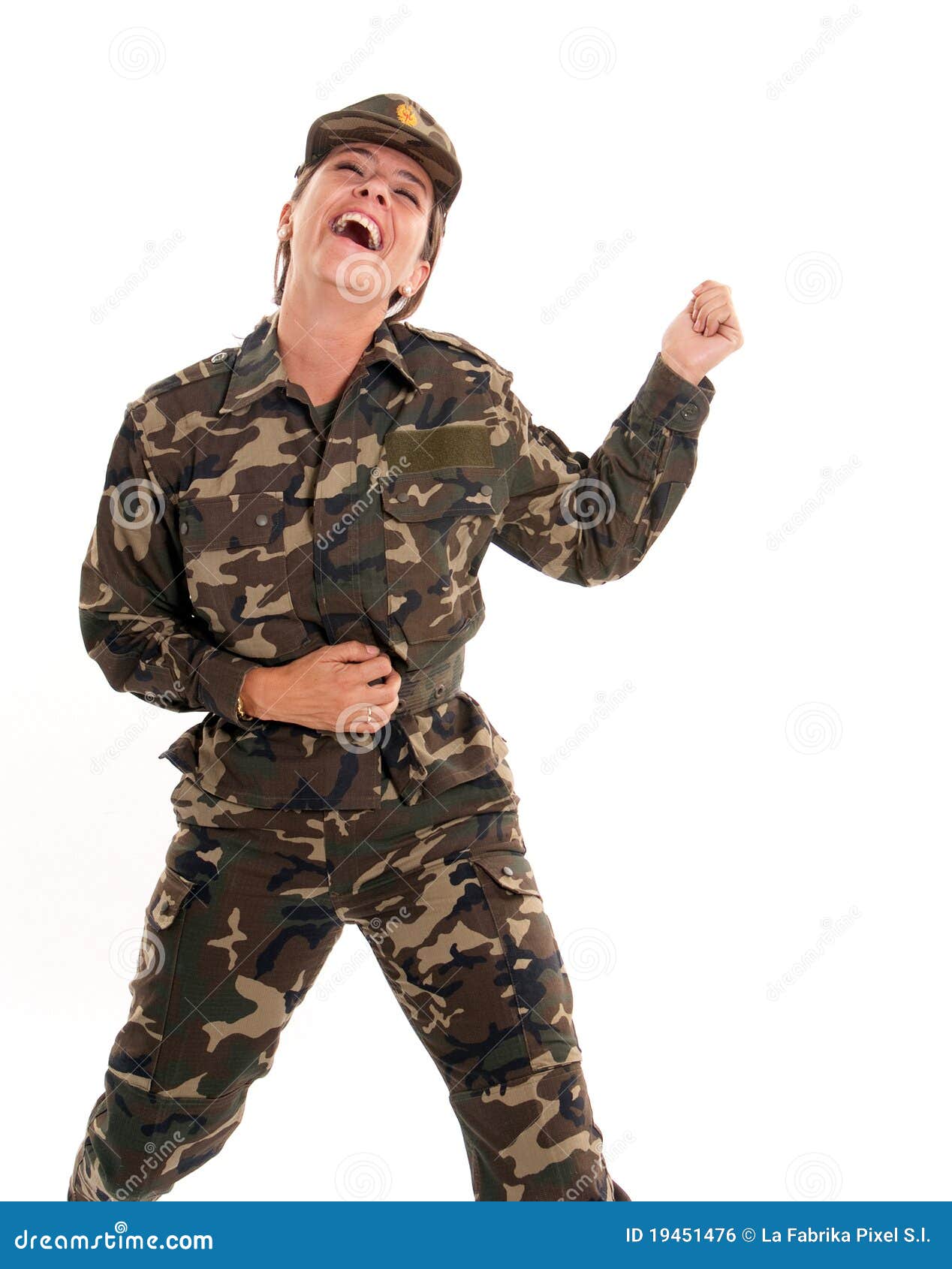 Happy female soldier stock photo. Image of army, female - 19451476
