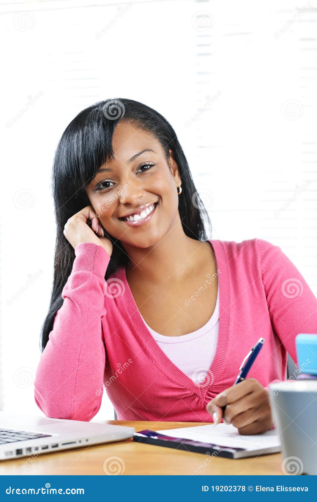 Happy Female Student Studying Stock Photo - Image of attractive ...