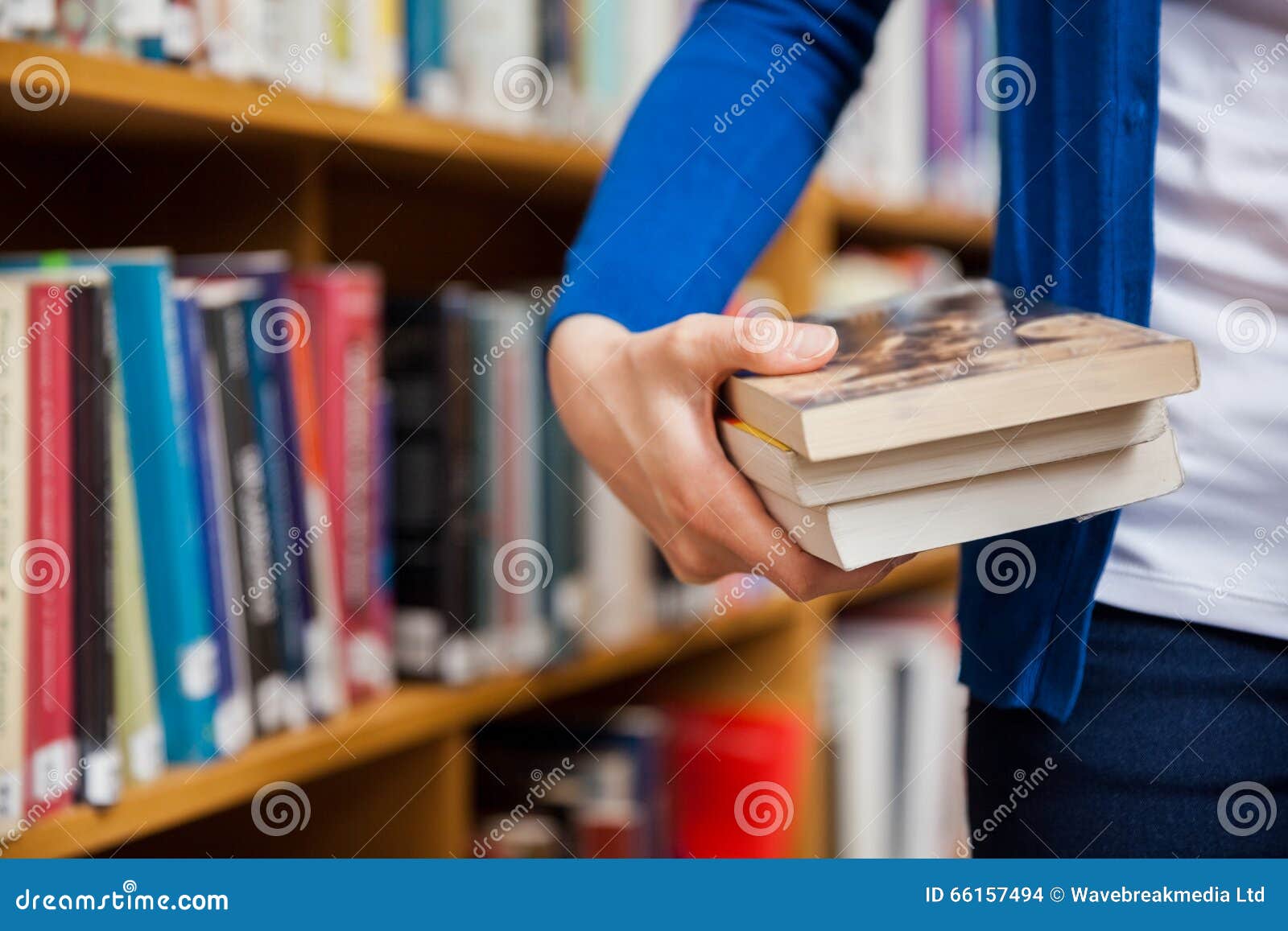Happy Female Student Taking Books in the Library Stock Photo - Image of ...