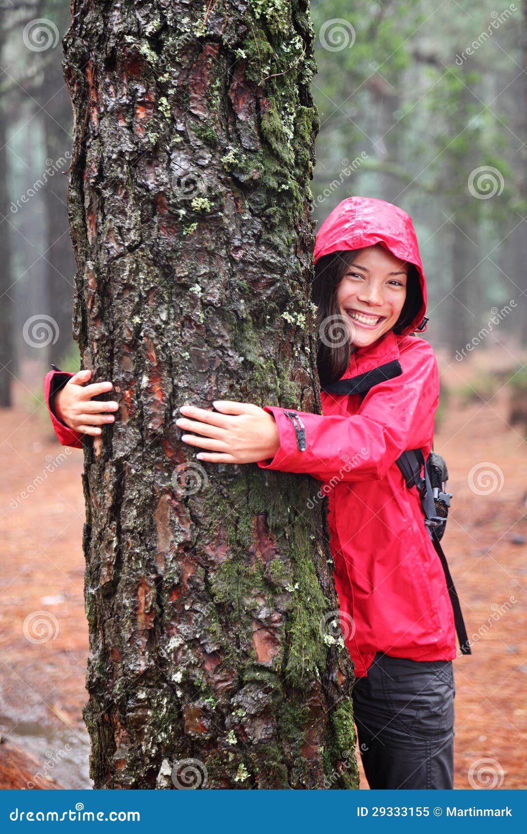 Happy female tree hugger stock image. Image of female - 29333155