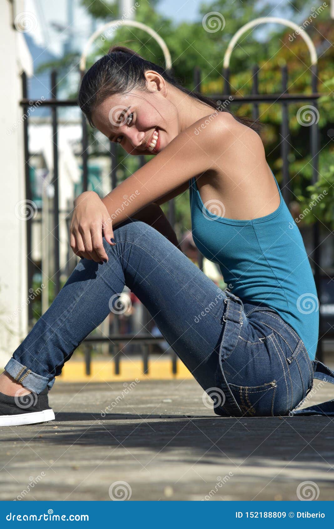 Happy Female Woman Sitting stock image. Image of happy - 152188809