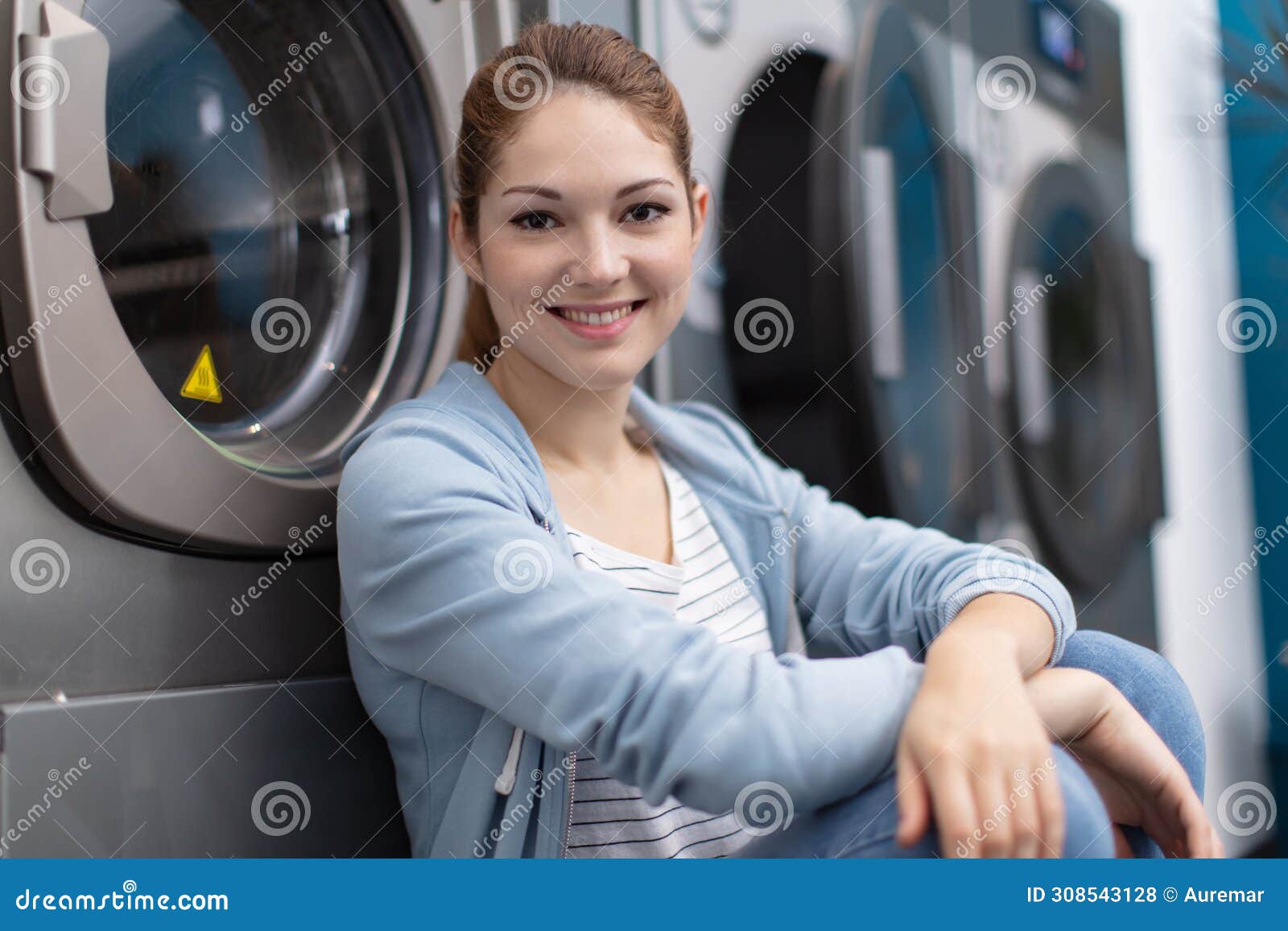 Happy Female Worker Laundry Stock Photo - Image of lifestyle, work ...