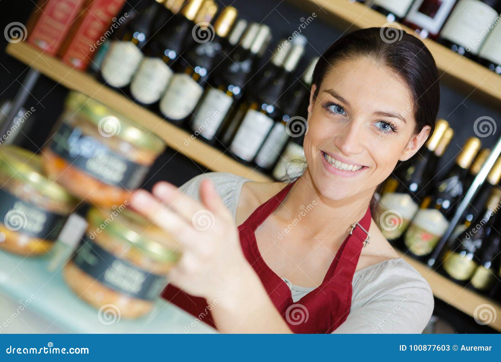 Happy Female Worker in Shoo Stock Image - Image of large, female: 100877603