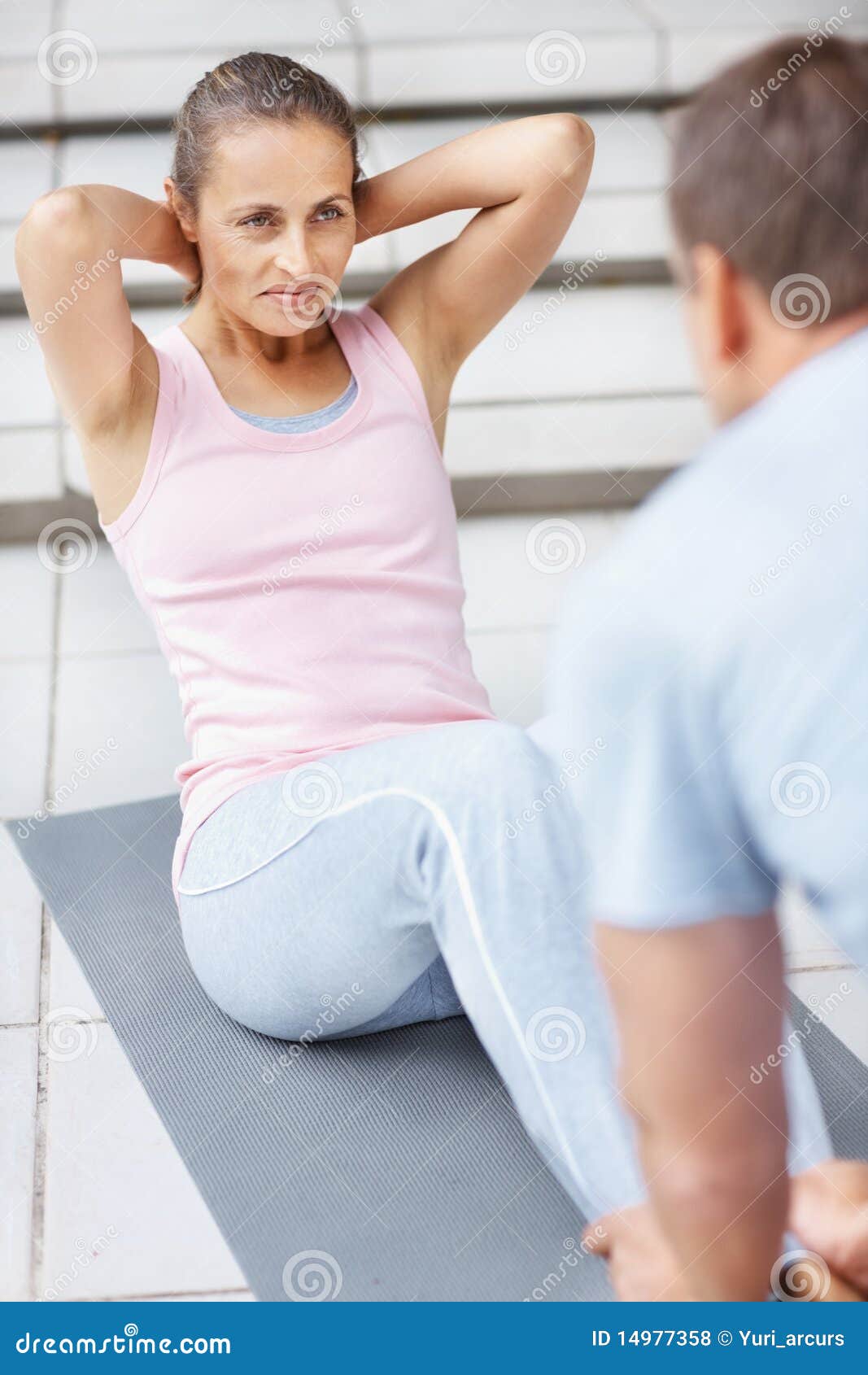 Happy Female Working Out with a Assistance Stock Photo - Image of happy ...