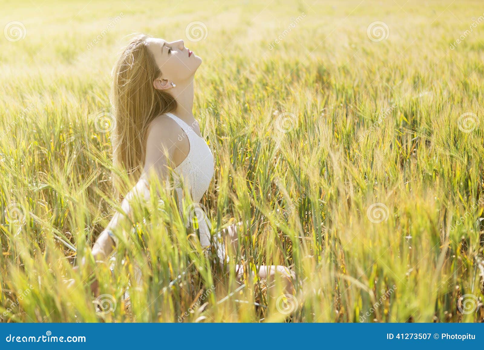 Happy in Field stock image. Image of green, lifestyle - 41273507