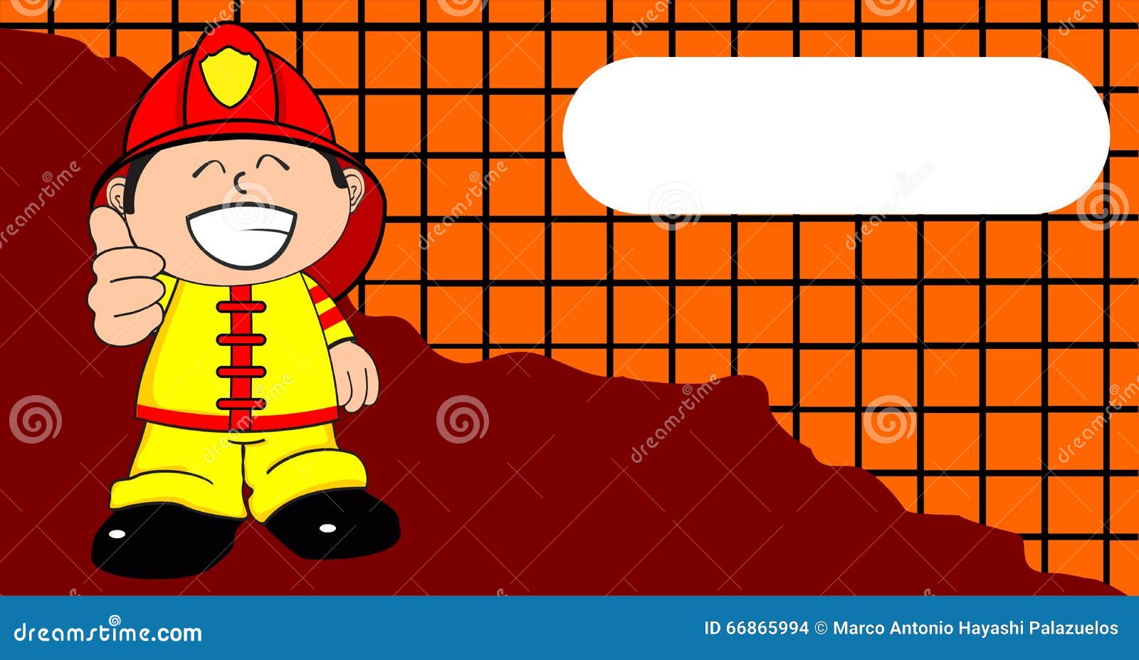 Happy Firefighter Kid Cartoon Background Vector Illustration ...