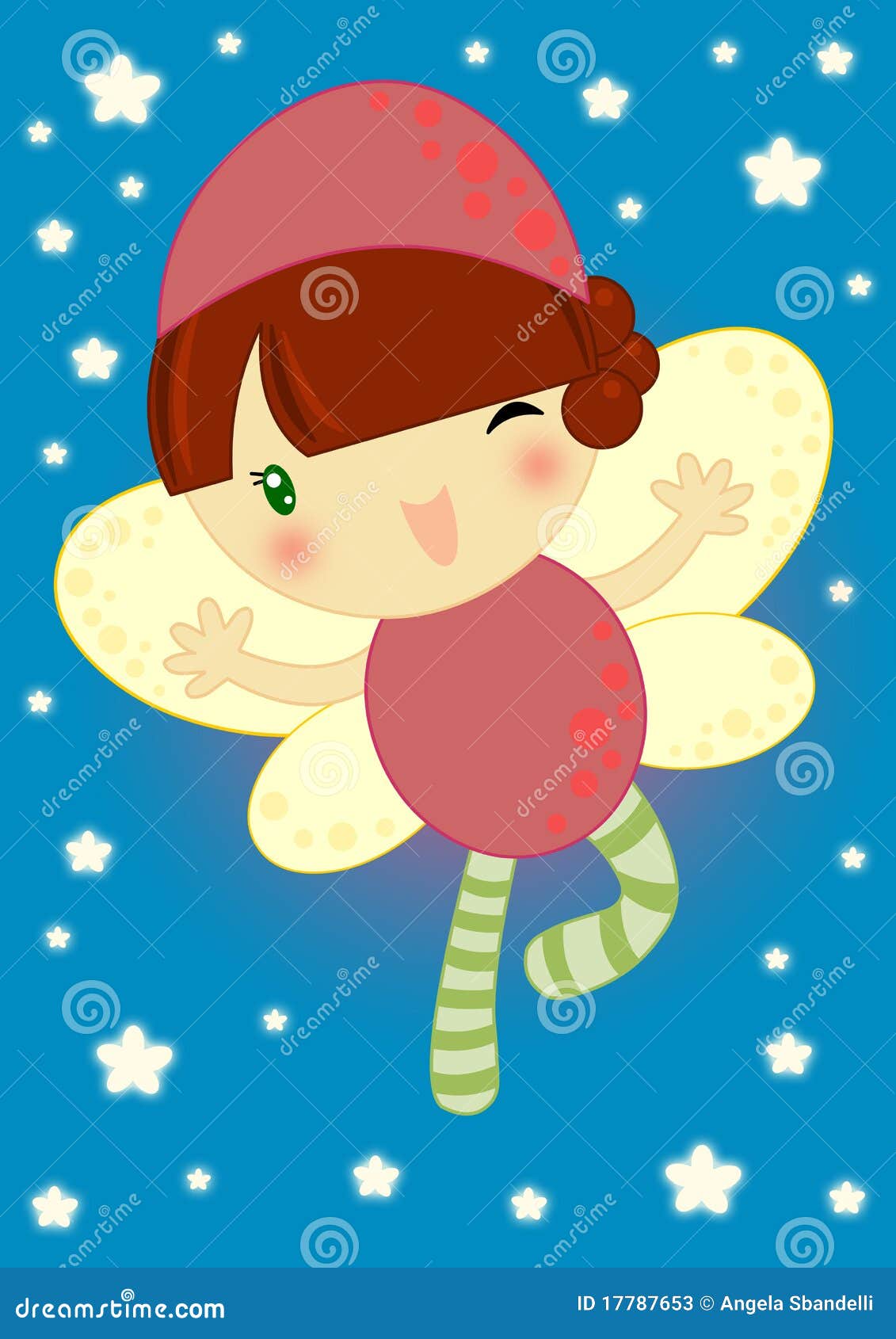 Happy firefly fairy stock illustration. Illustration of digital - 17787653