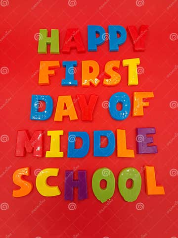 Happy First Day of Middle School Message Stock Image - Image of ...