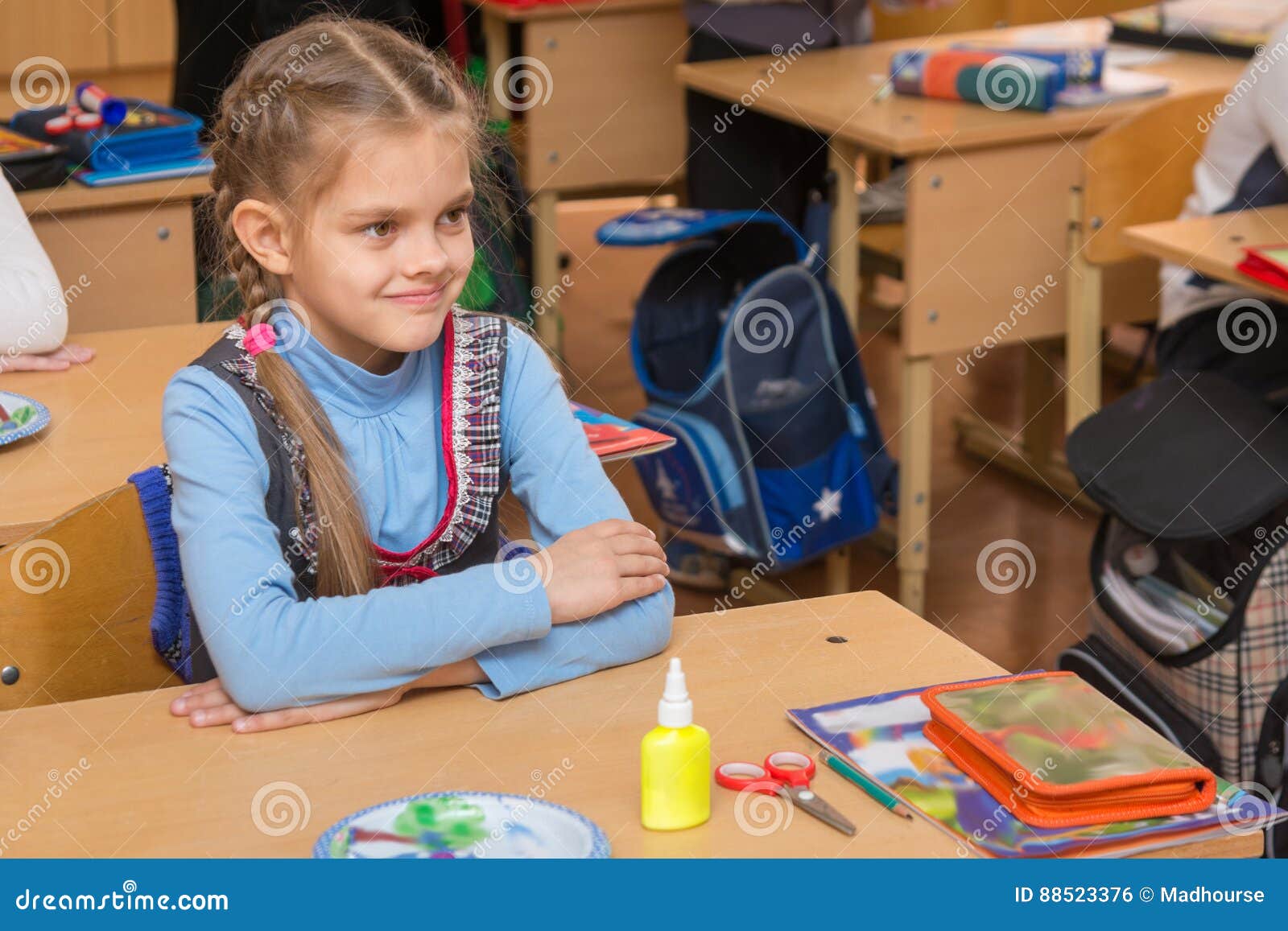 Happy First Grader at a Lesson in School of Technology Stock Photo ...