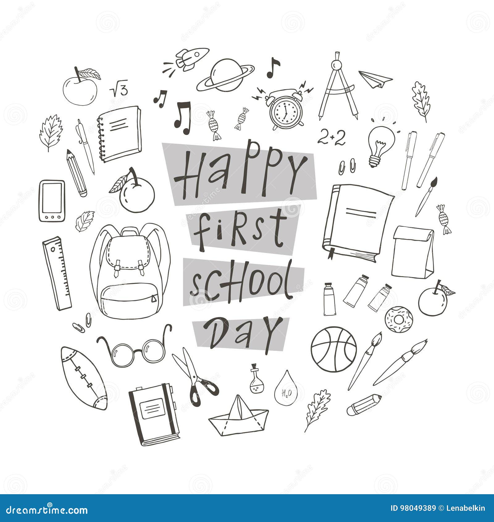 First Day Of School Poster With Pupils Children Cartoon Vector ...