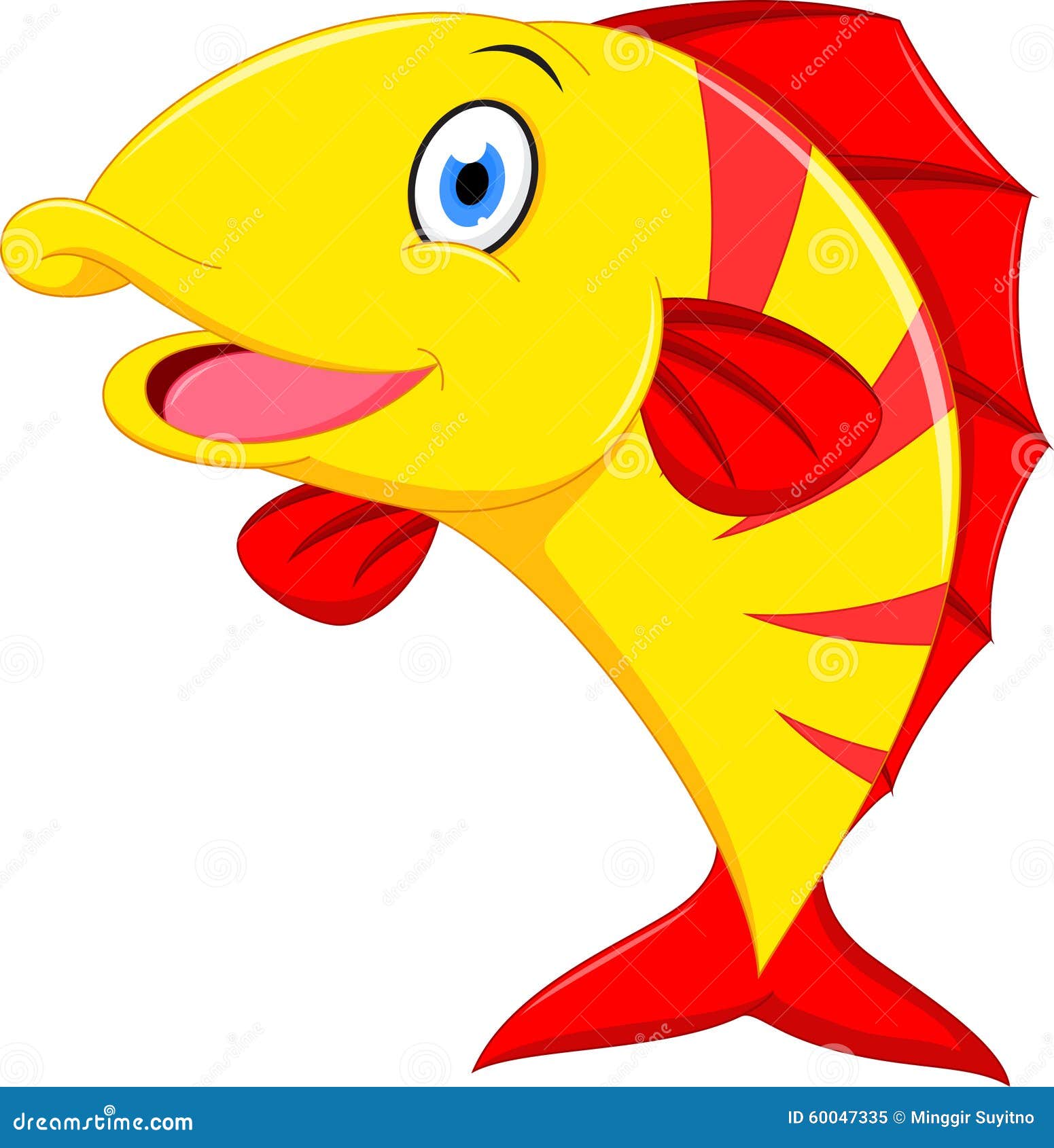 Happy fish cartoon stock vector. Illustration of underwater - 60047335