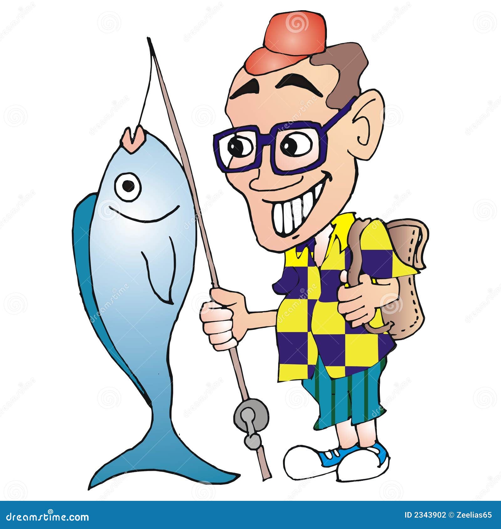 Happy fisher stock vector. Illustration of vector, cartoon - 2343902