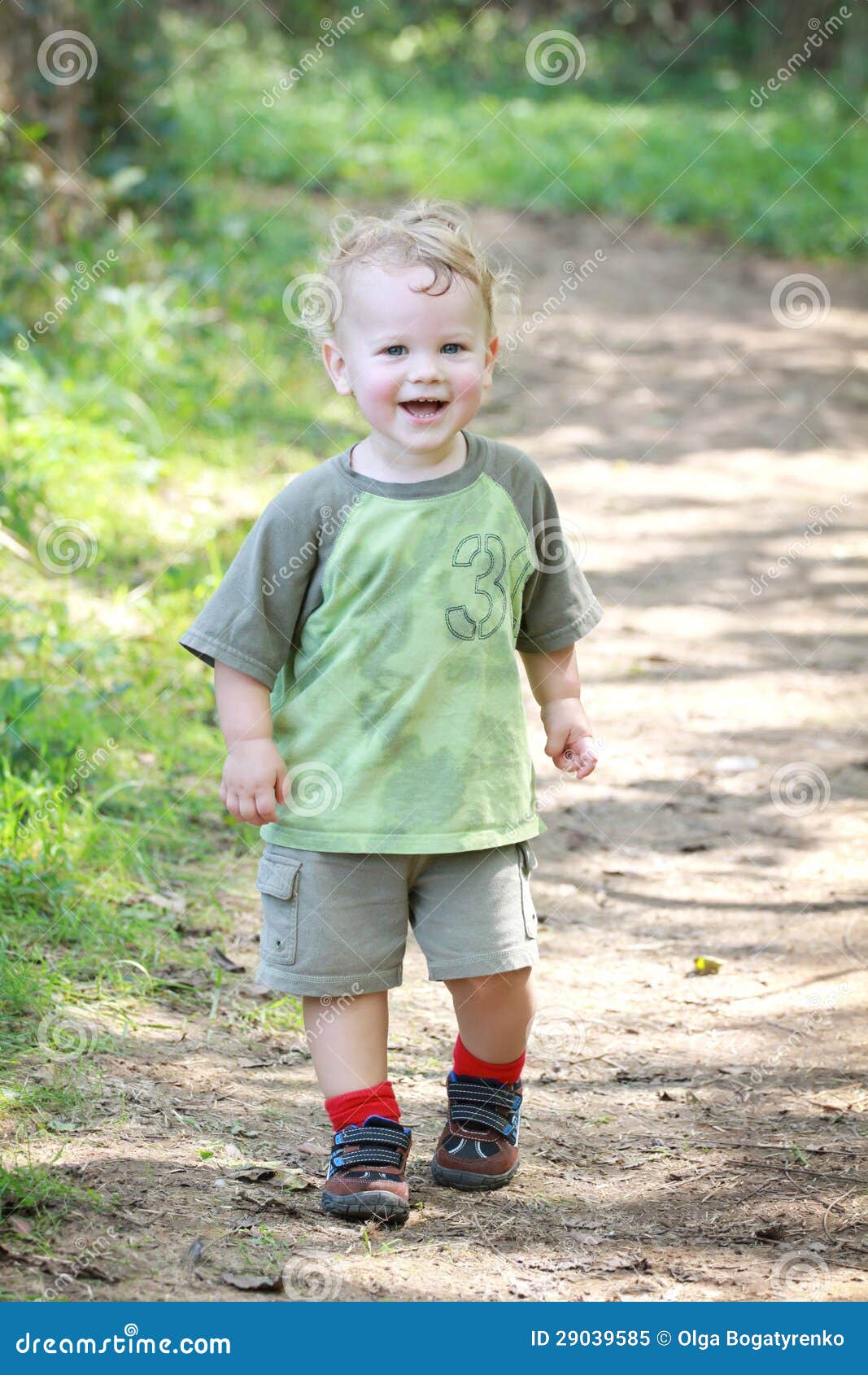 Happy Fit Active Child Outdoors Stock Image - Image of child, green ...