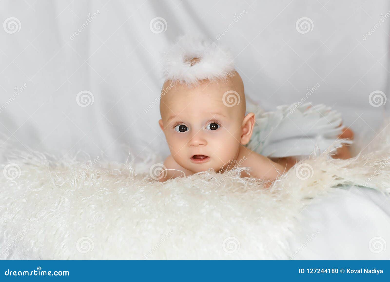 Happy Five-month Baby Isolated on a White Background. Copyspace for ...