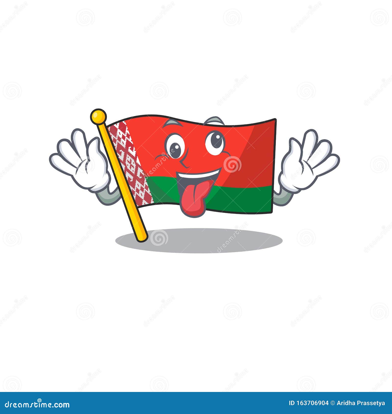 Happy Flag Bring Gift Belarus Cartoon Character Style Stock Vector ...