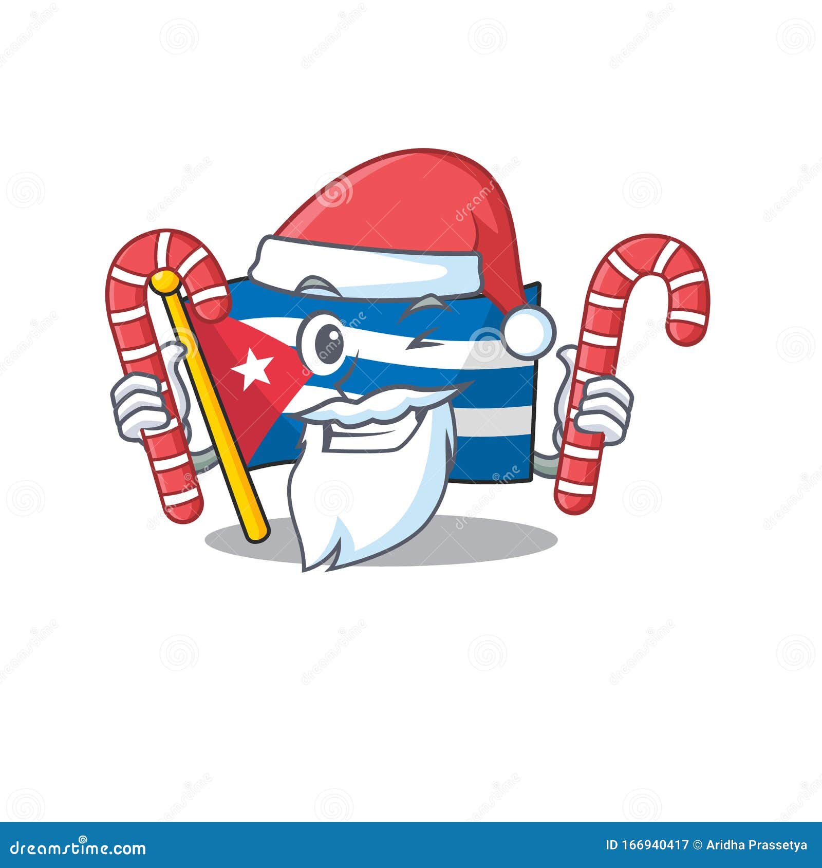 Happy Flag Cuba Scroll Cartoon Character in Santa with Candy Stock ...