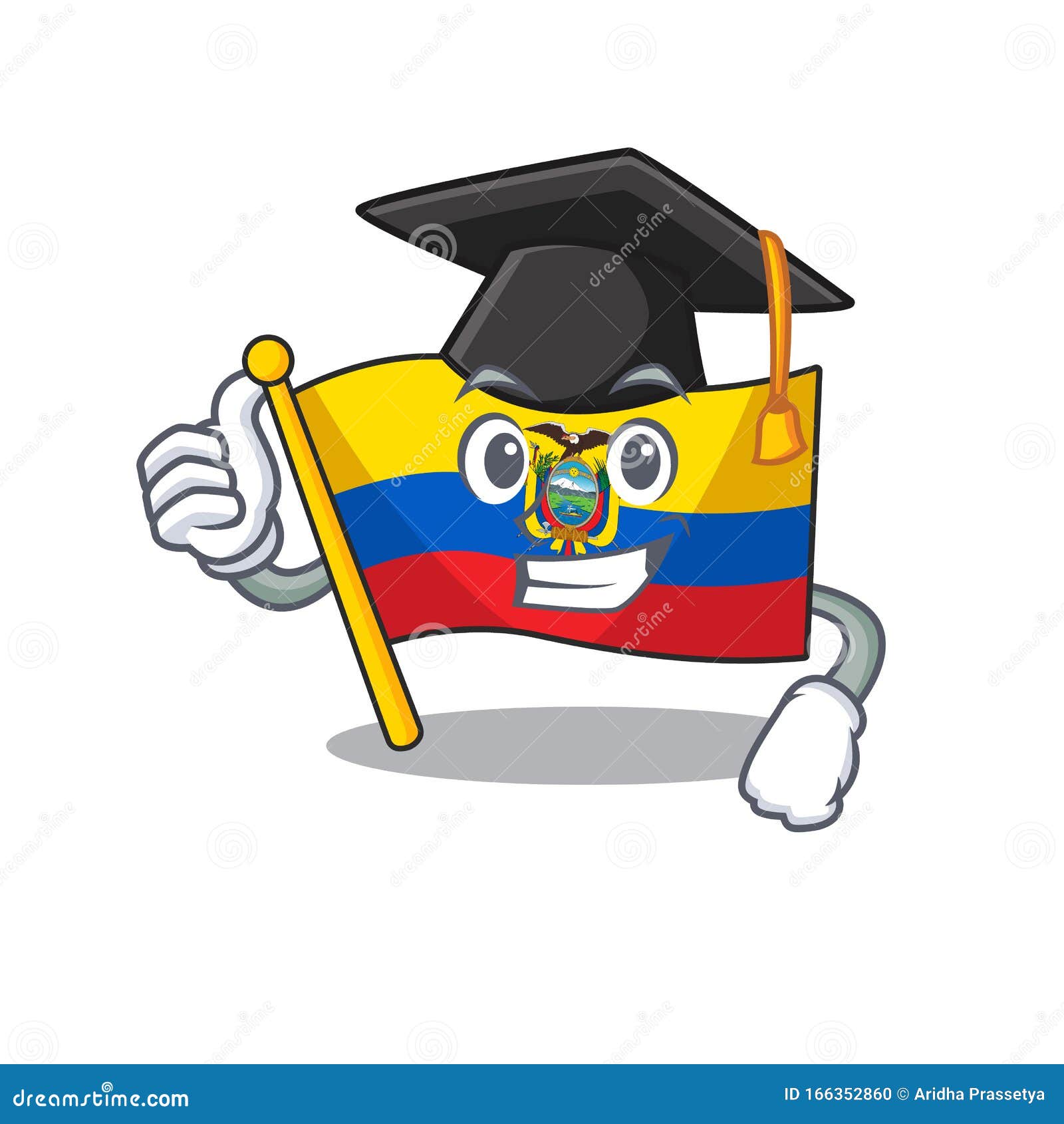 Happy Flag Ecuador Wearing a Black Graduation Hat Stock Vector ...
