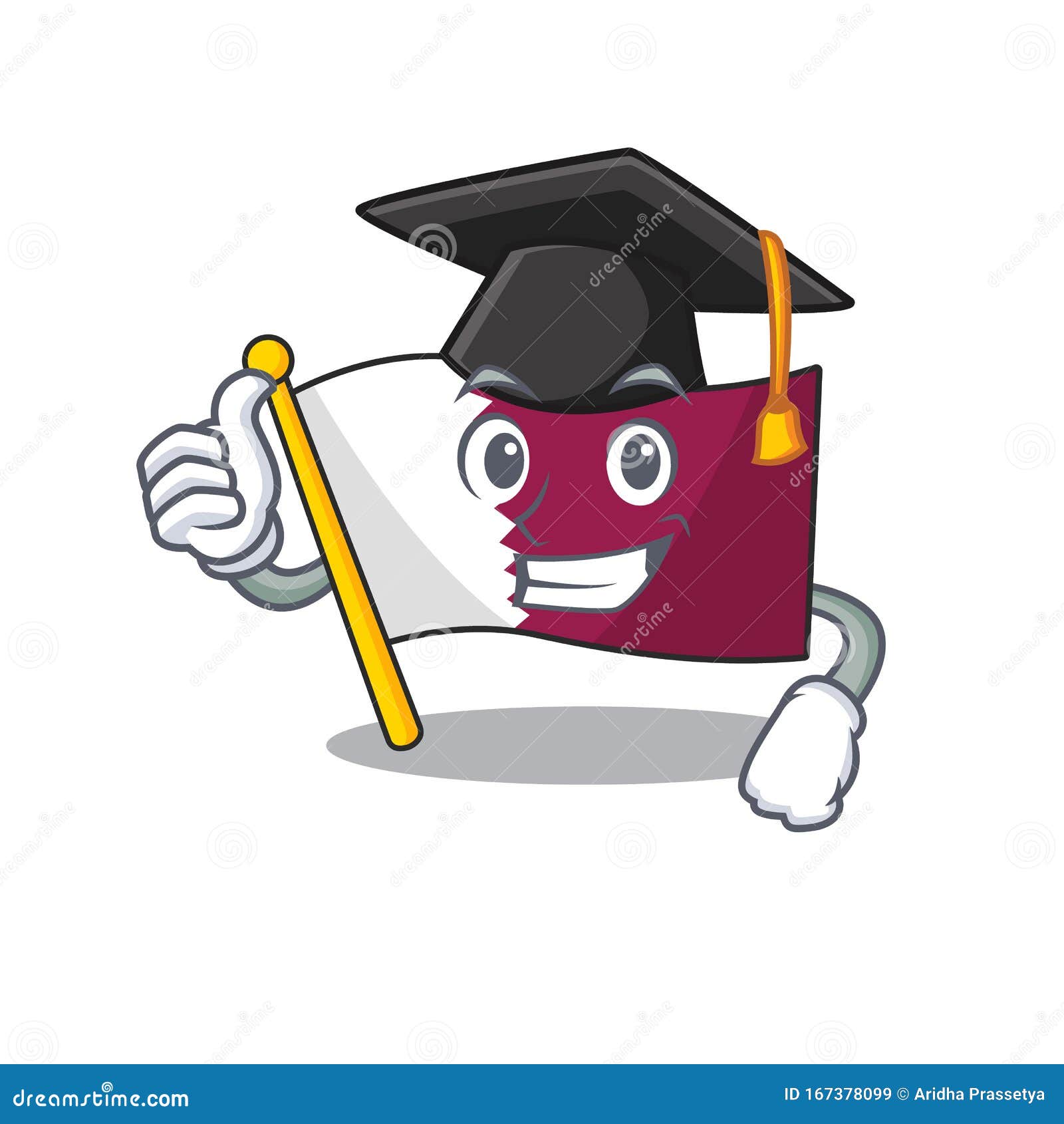 Happy Flag Qatar Scroll Wearing a Black Graduation Hat Stock Vector ...