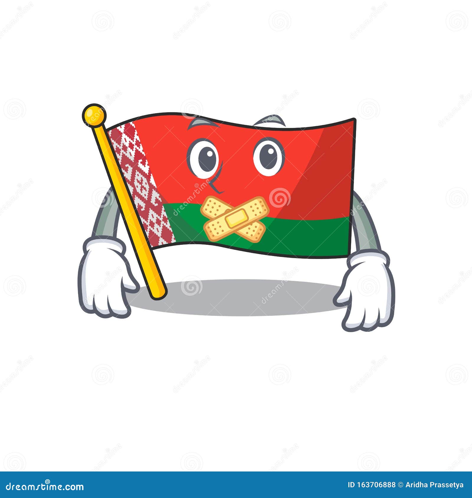 Happy Flag Silent Belarus Cartoon Character Style Stock Vector ...