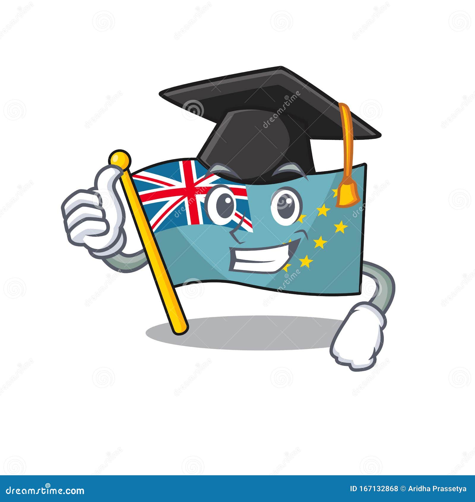 Happy Flag Tuvalu Scroll Wearing a Black Graduation Hat Stock Vector ...