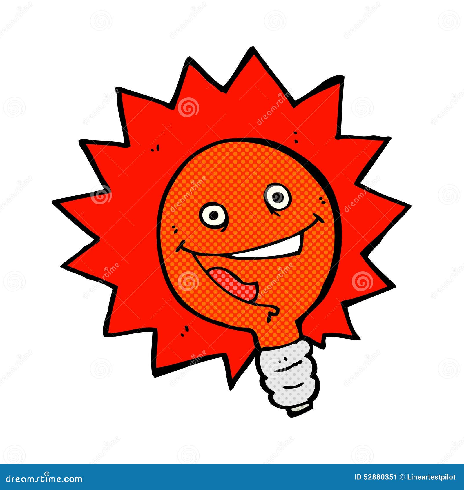 Happy Flashing Red Light Bulb Comic Cartoon Stock Illustration ...